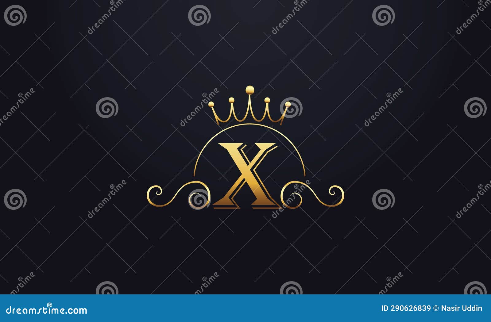 Initial Letter X Logo Design with King Crown Icon. Luxury Letter ...