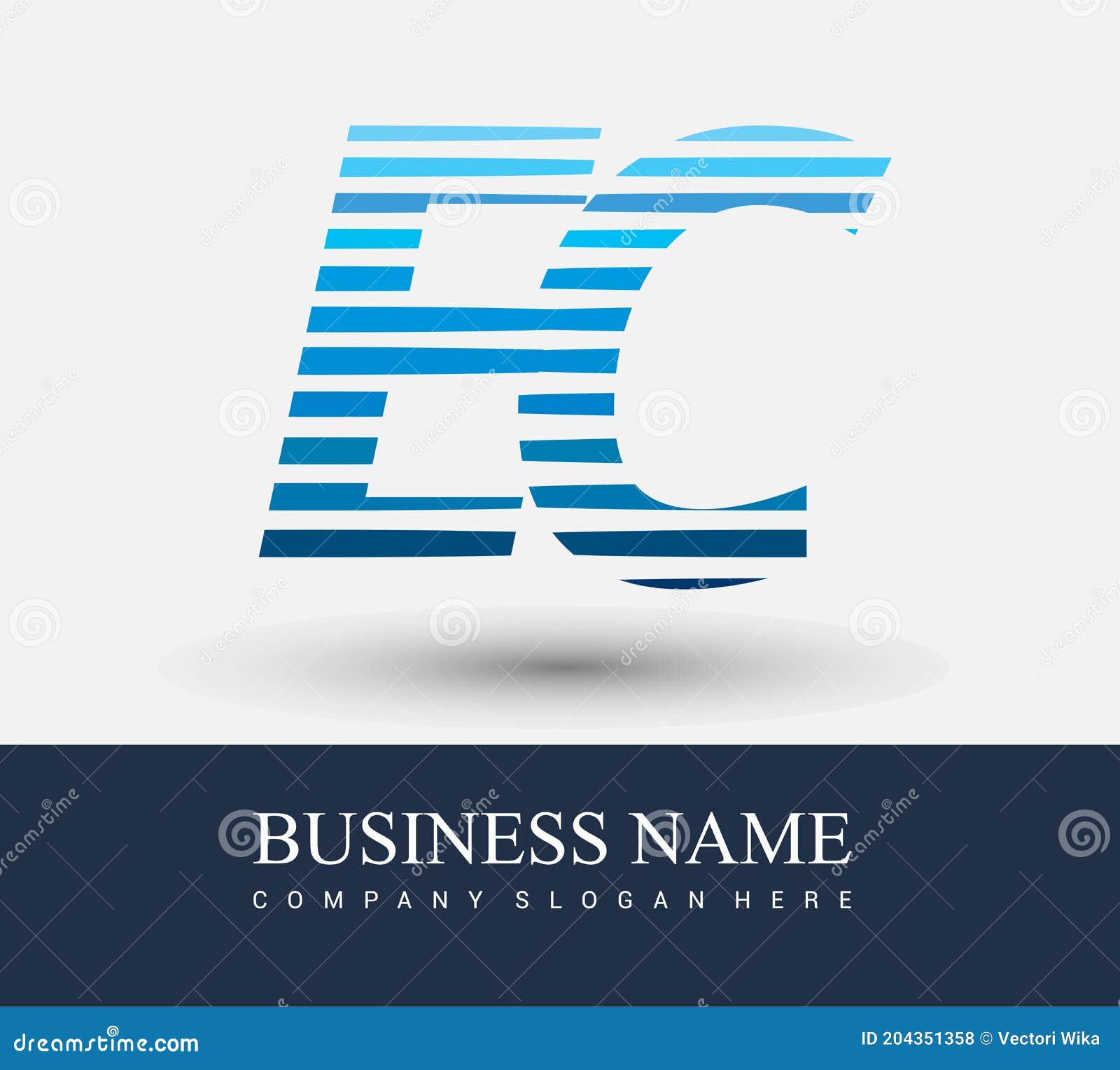 Initial Letter Logo EC Colored Blue with Striped Compotition, Vector ...