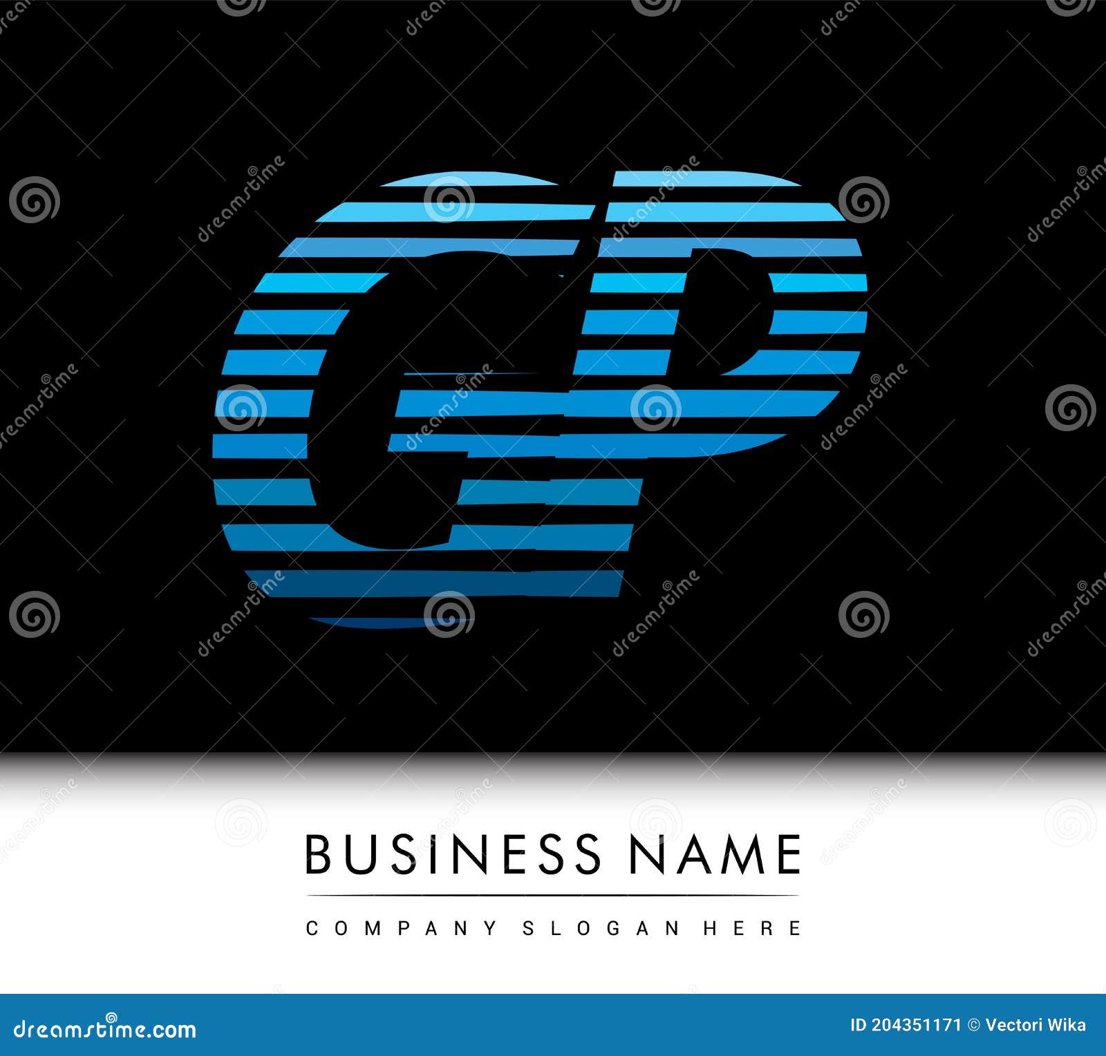 Initial Letter Logo GP Colored Blue with Striped Compotition, Vector ...