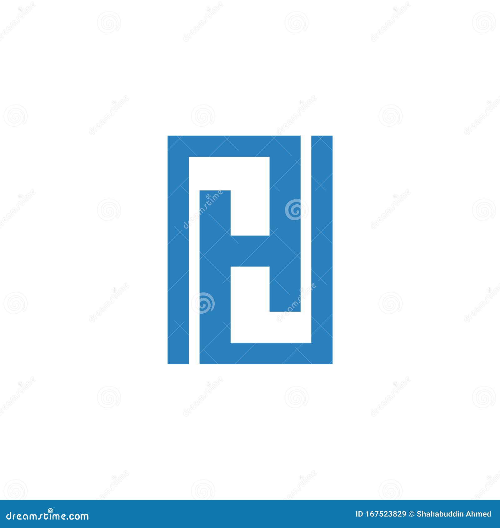 Initial Letter Logo H Inside Rectangle Shape AH, HL Or AHL. Stock ...