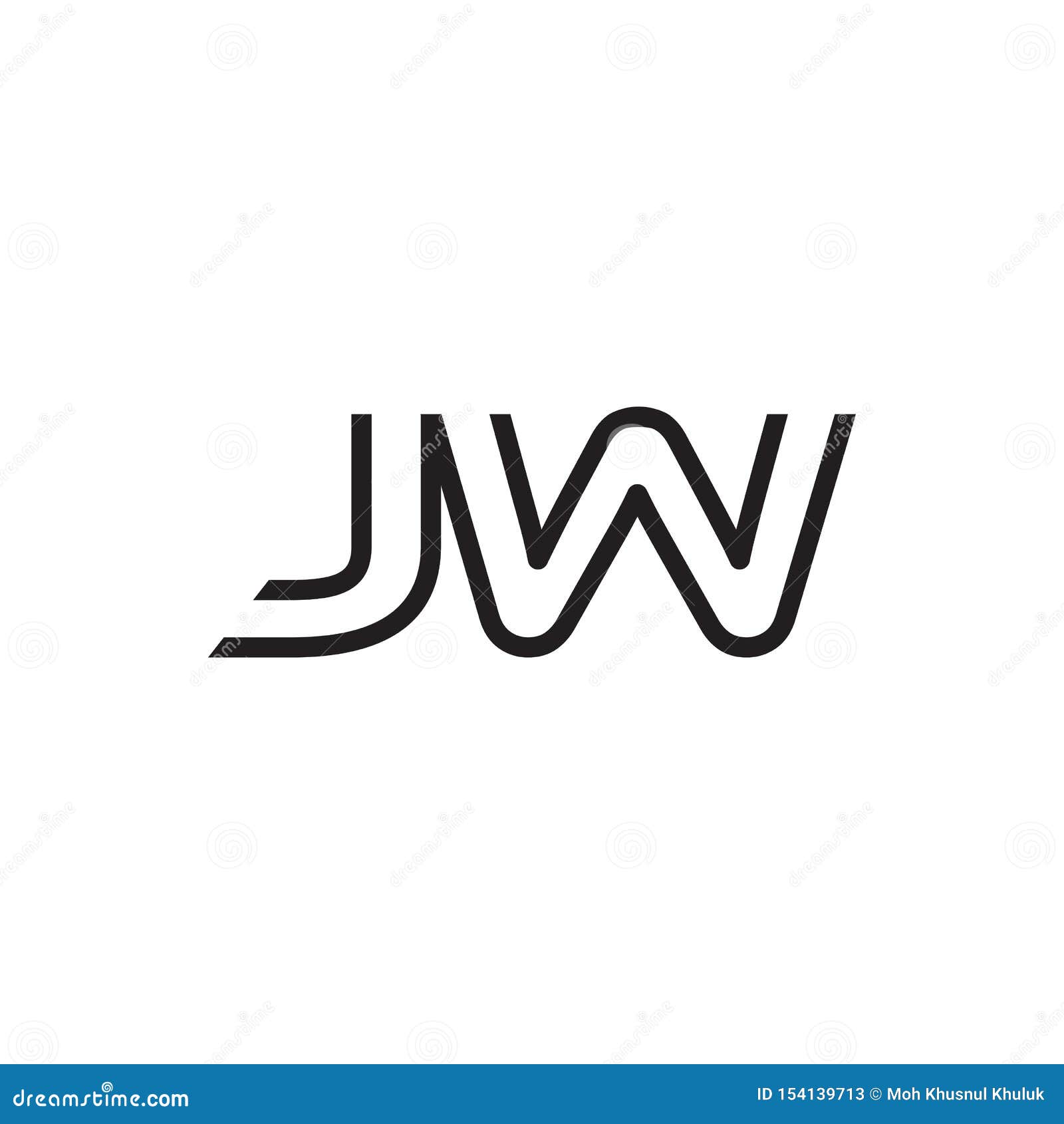 Initial Letter JW Logo Line Unique Modern Stock Vector - Illustration ...
