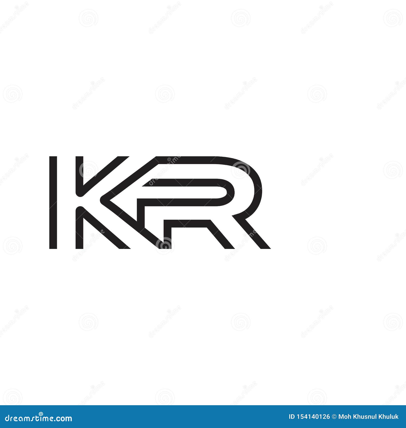 Initial Letter KR Logo Line Unique Modern Stock Vector - Illustration ...