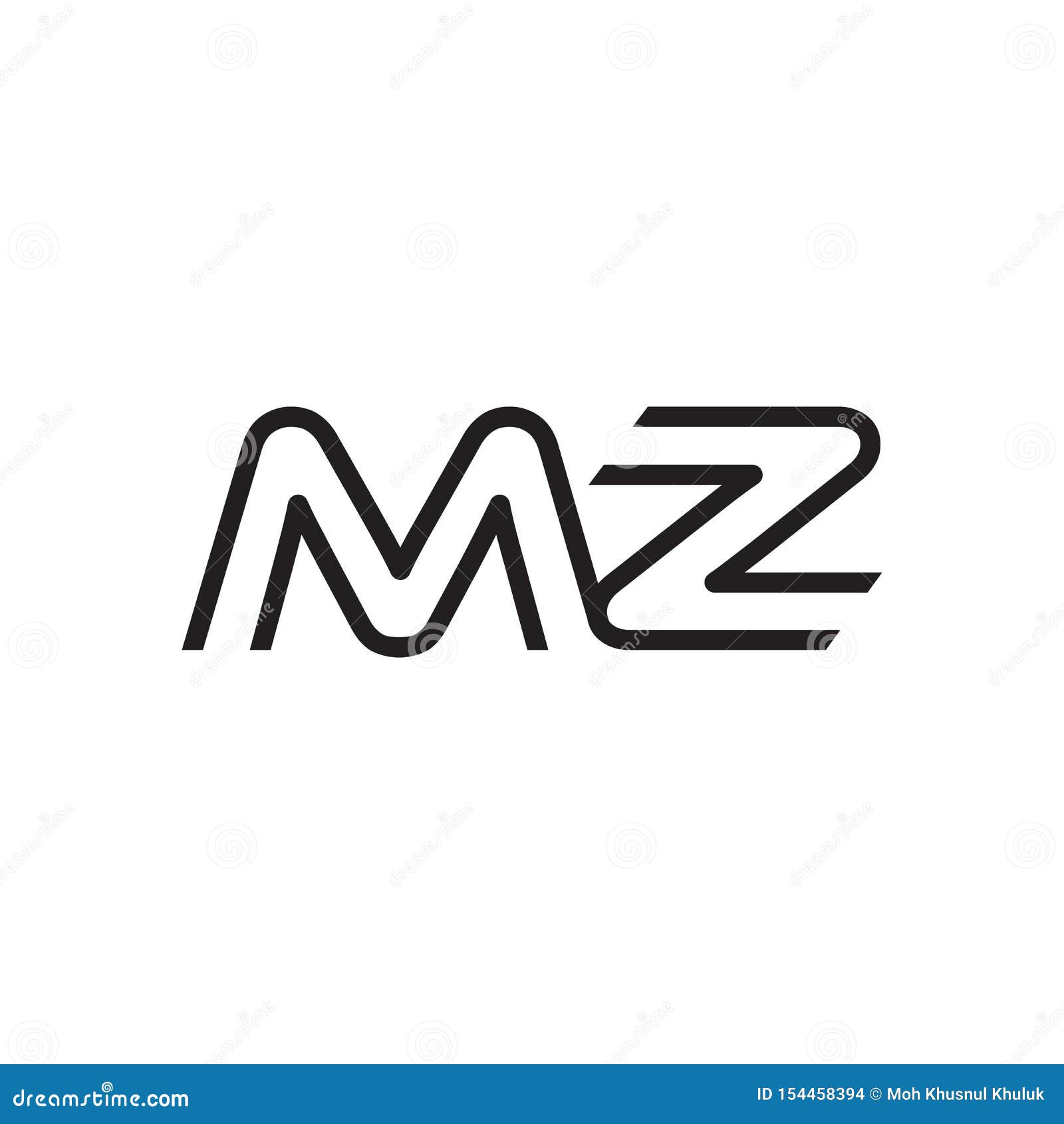 Initial Letter MZ Logo Line Unique Modern Stock Vector - Illustration ...