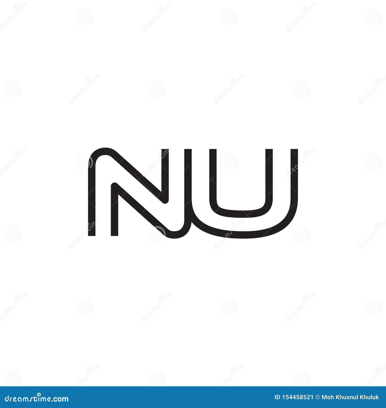 Initial Letter NU Logo Line Unique Modern Stock Vector - Illustration ...
