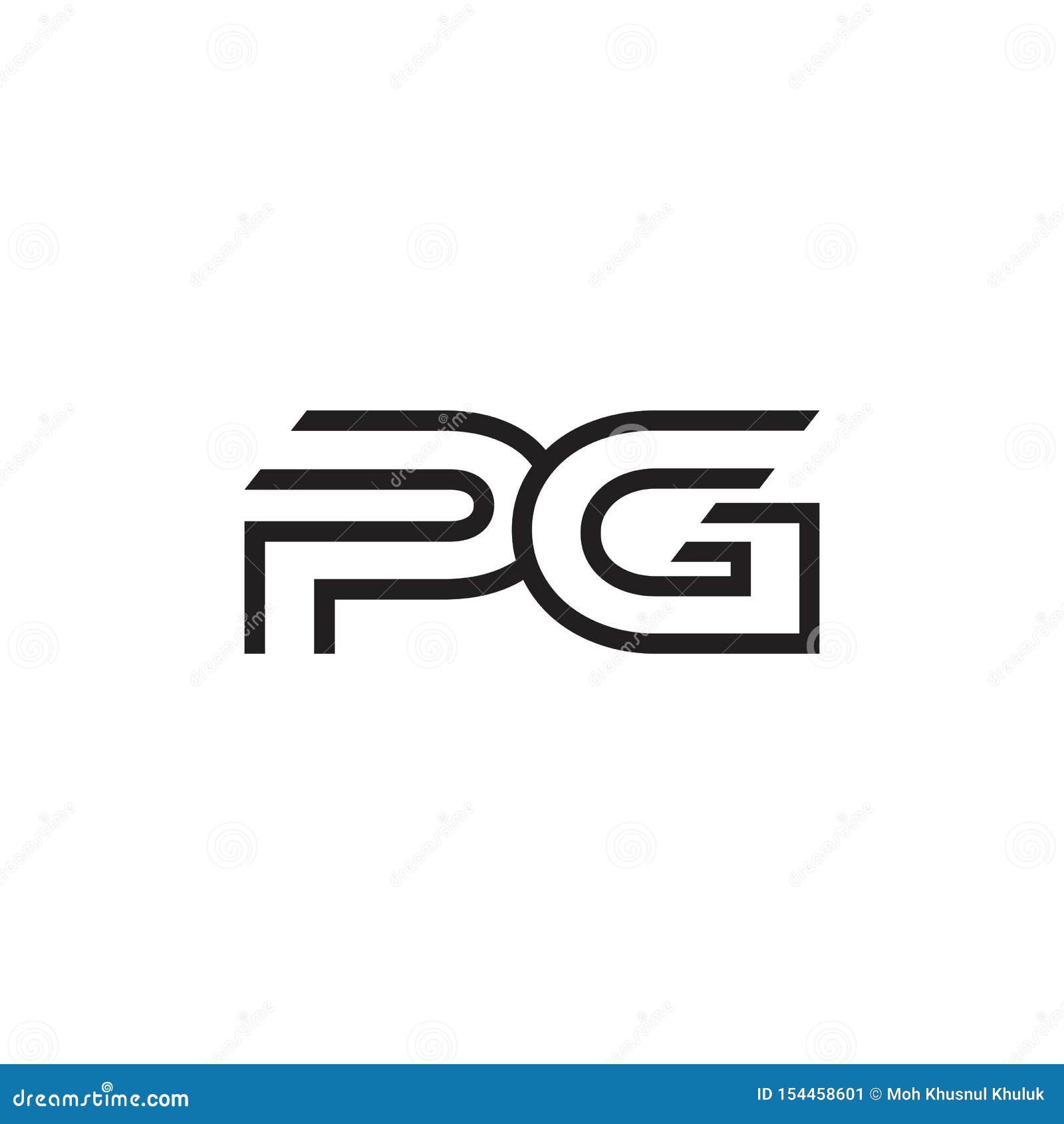 Initial Letter PG Logo Line Unique Modern Stock Vector - Illustration ...