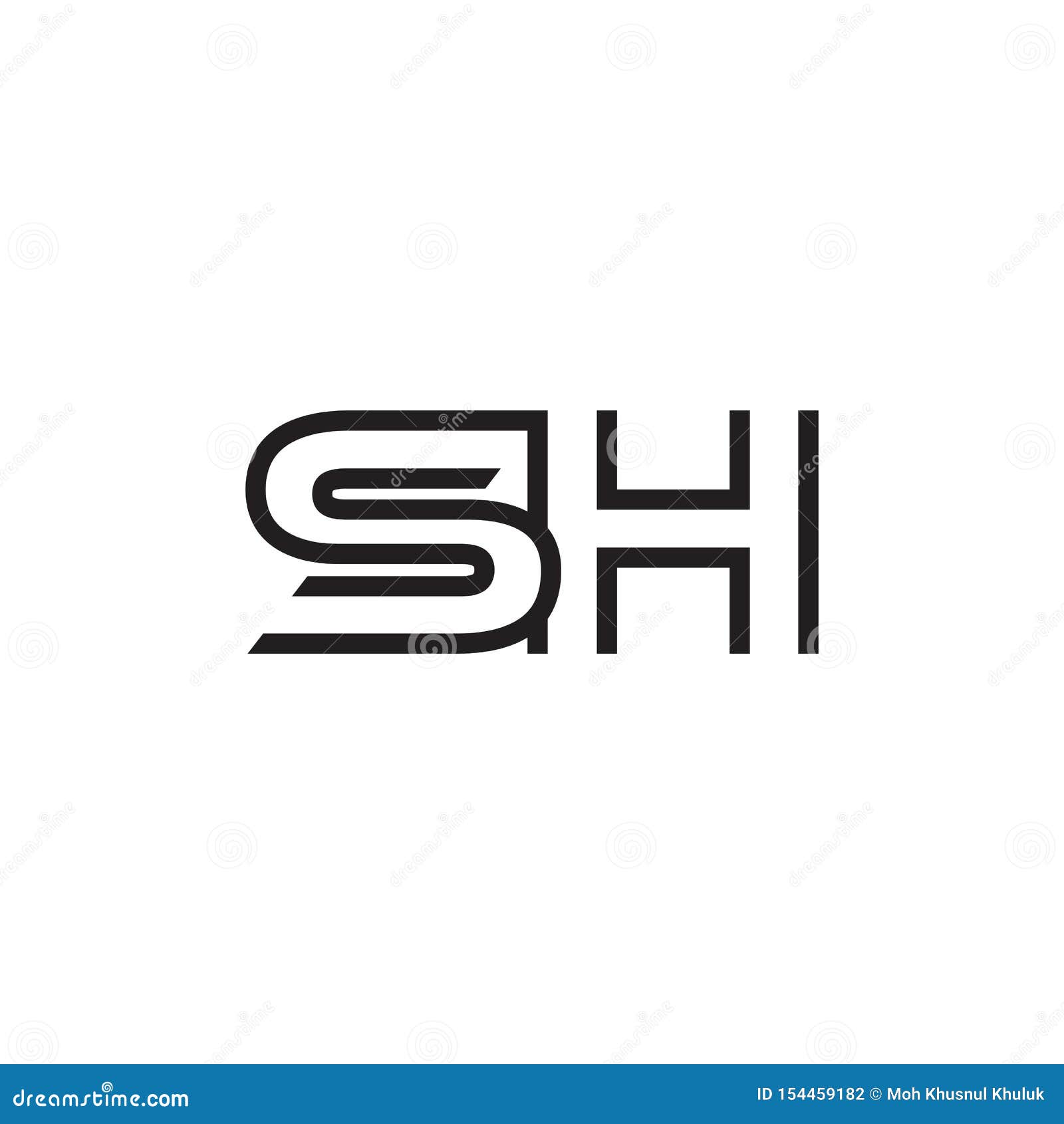 Initial Letter SH Logo Line Unique Modern Stock Vector - Illustration ...