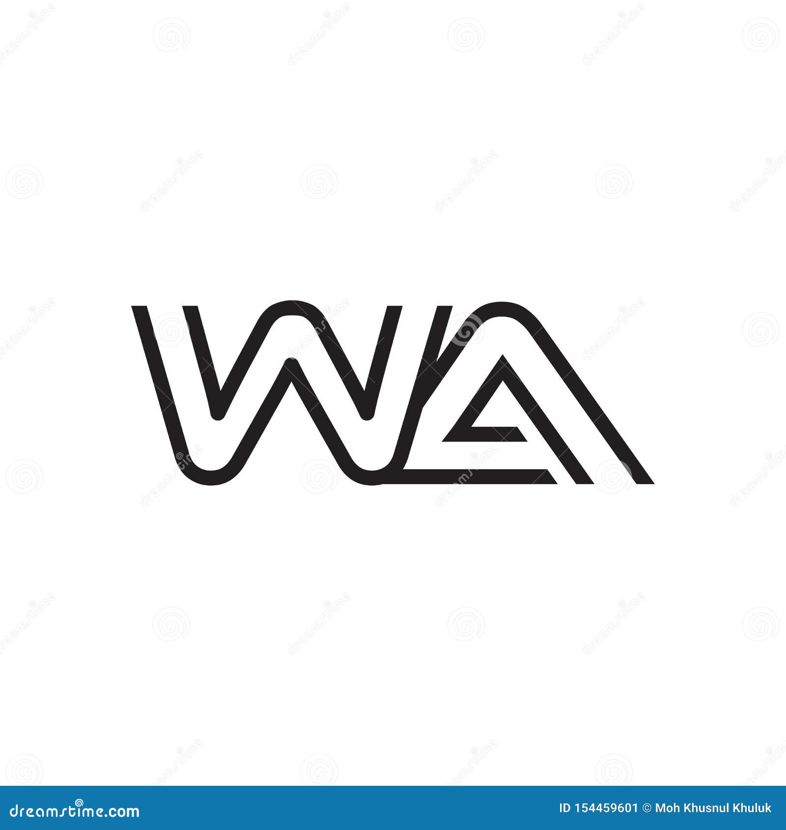Initial Letter WA Logo Line Unique Modern Stock Vector - Illustration ...