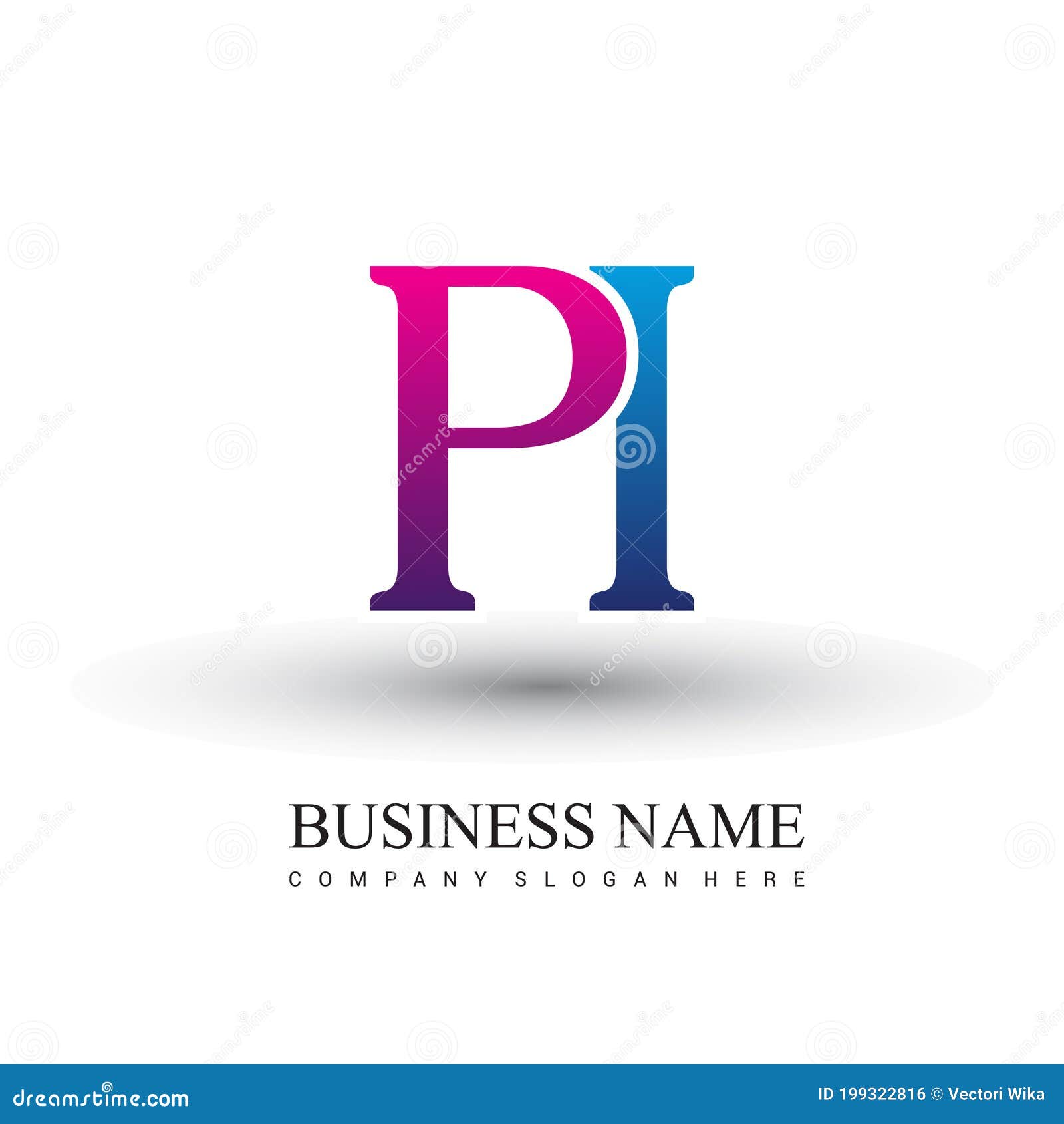 Initial Letter Logo PI Colored Red and Blue, Vector Logo Design ...