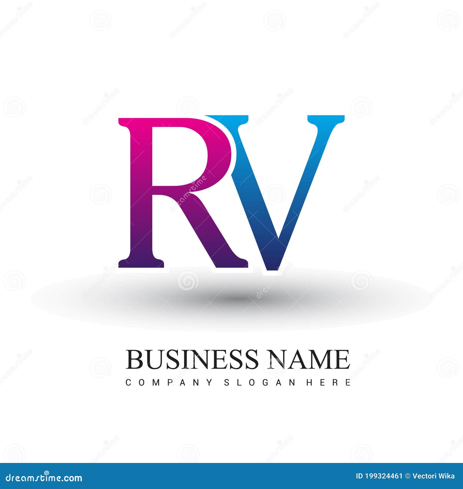 Initial Letter Logo RV Colored Red and Blue, Vector Logo Design ...