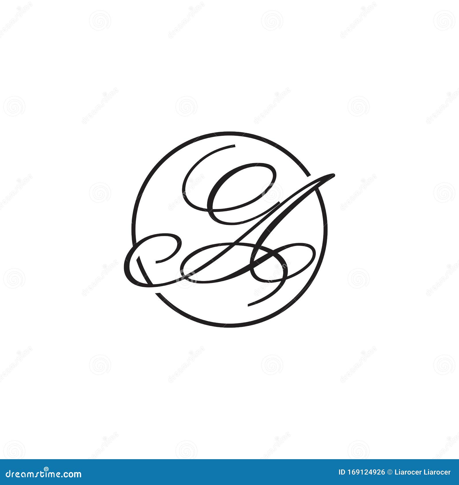 Initial Letter Logo Script Circle Black Stock Vector - Illustration of ...