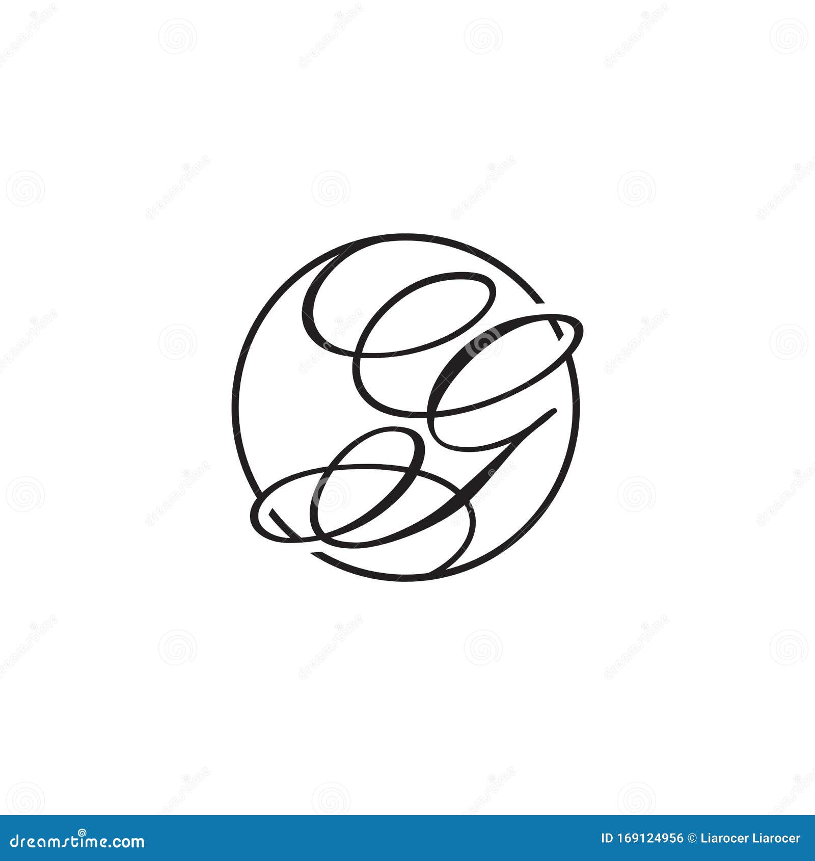 Initial Letter Logo Script Circle Black Stock Vector - Illustration of ...