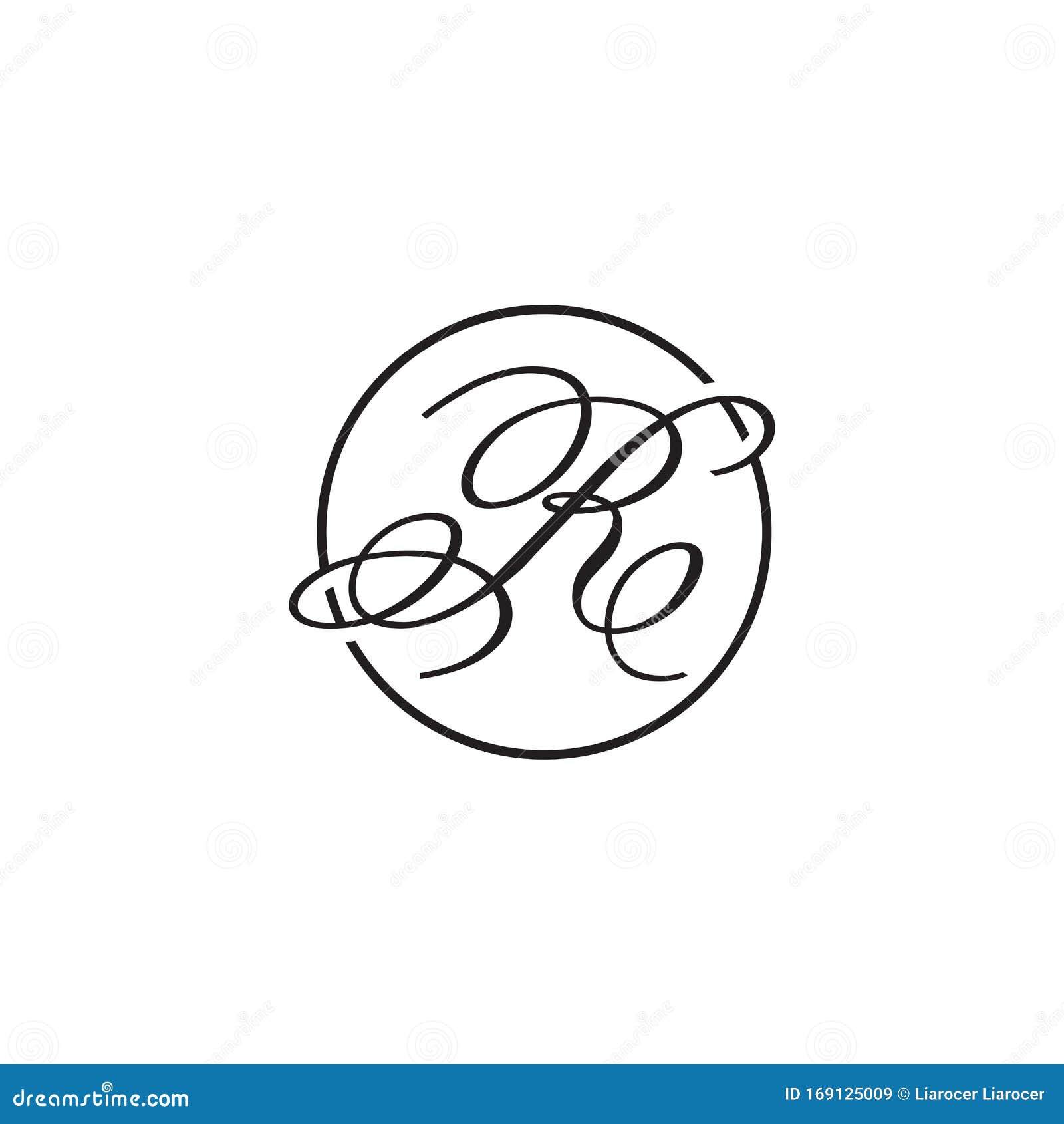 Initial Letter Logo Script Circle Black Stock Vector - Illustration of ...
