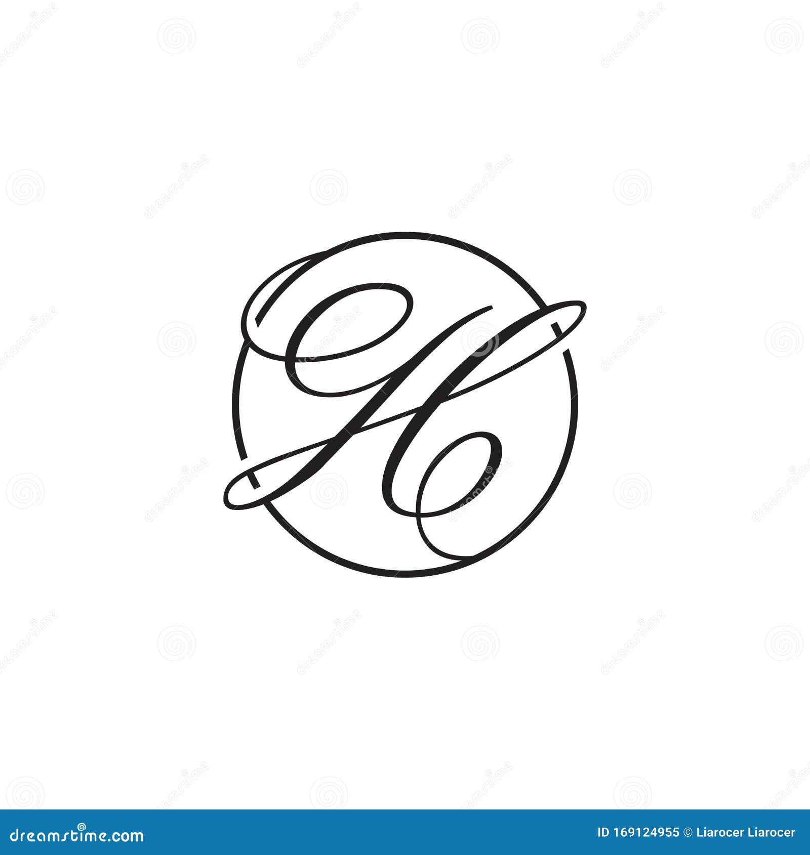 Initial Letter Logo Script Circle Black Stock Vector - Illustration of ...