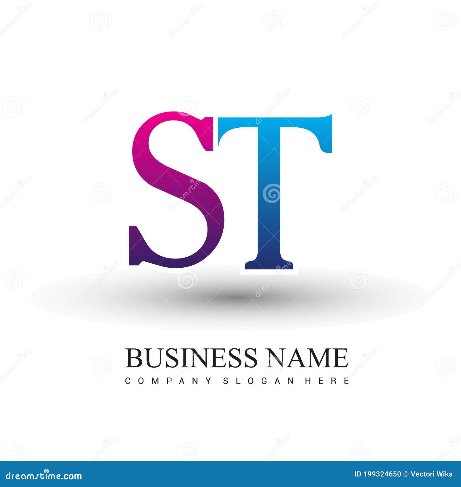 Initial Letter Logo ST Colored Red and Blue, Vector Logo Design ...