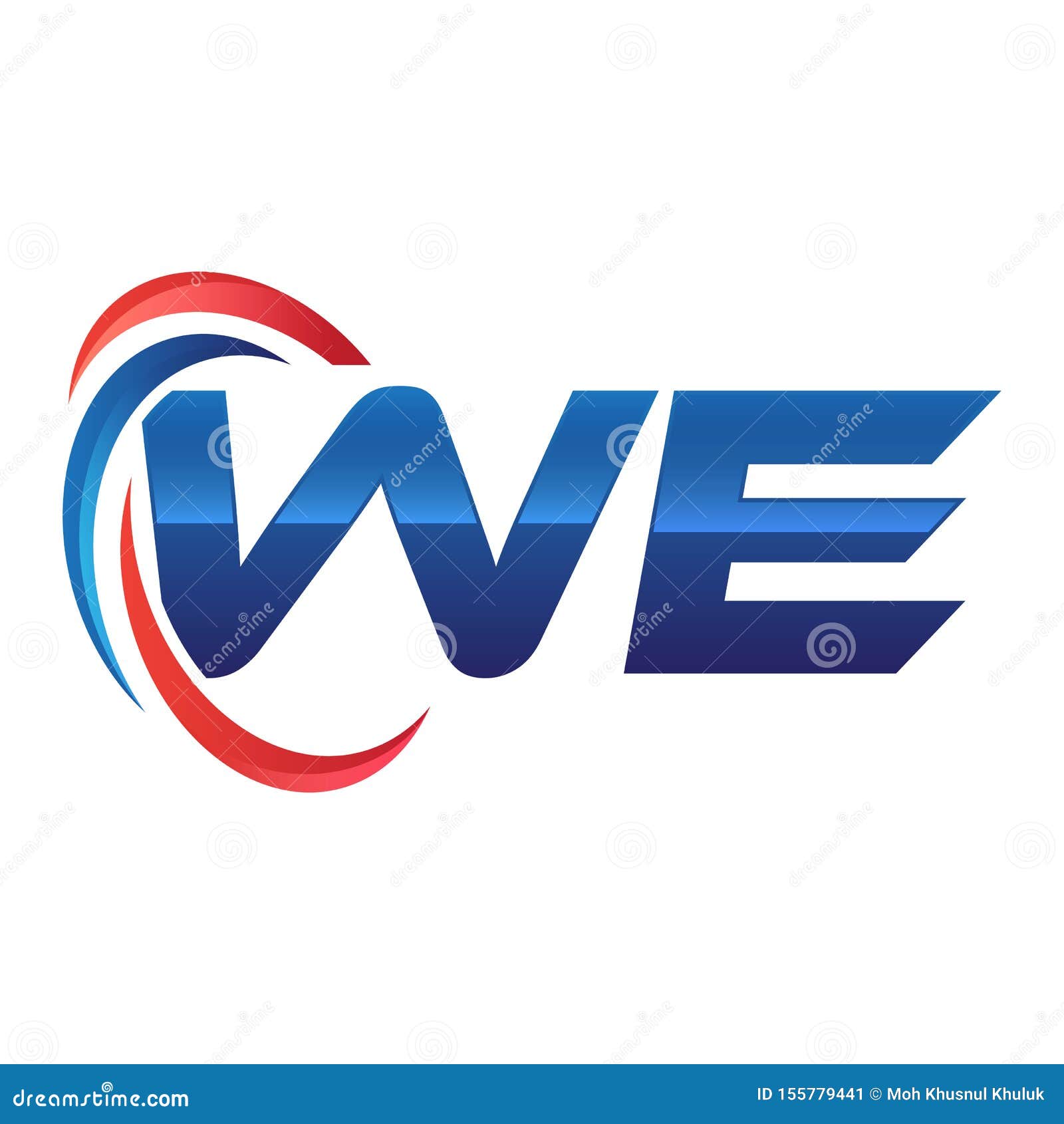 Initial Letter we Logo Swoosh Red and Blue Stock Vector - Illustration ...