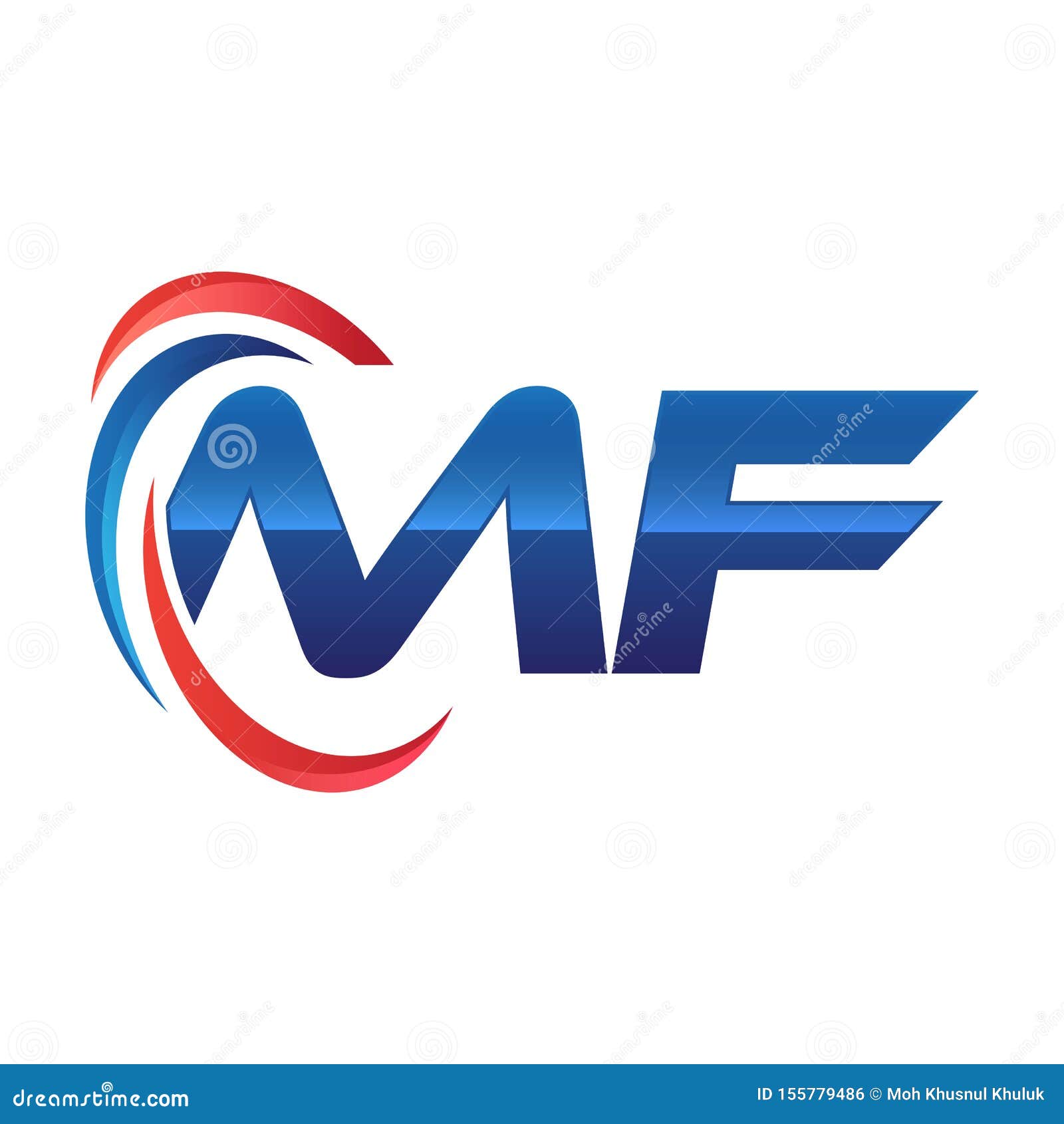 Initial Letter MF Logo Swoosh Red and Blue Stock Vector - Illustration ...