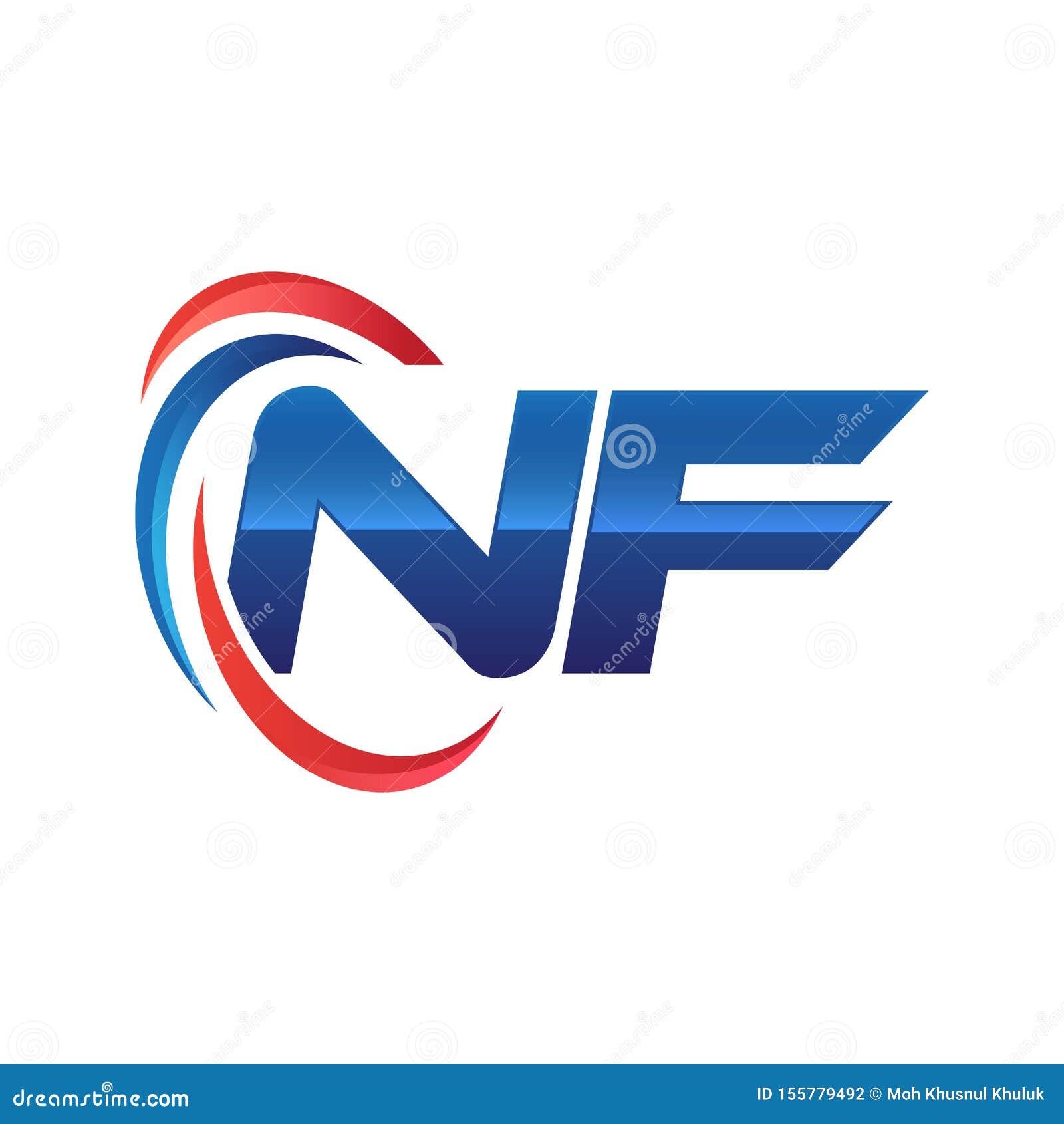Initial Letter NF Logo Swoosh Red and Blue Stock Vector - Illustration ...