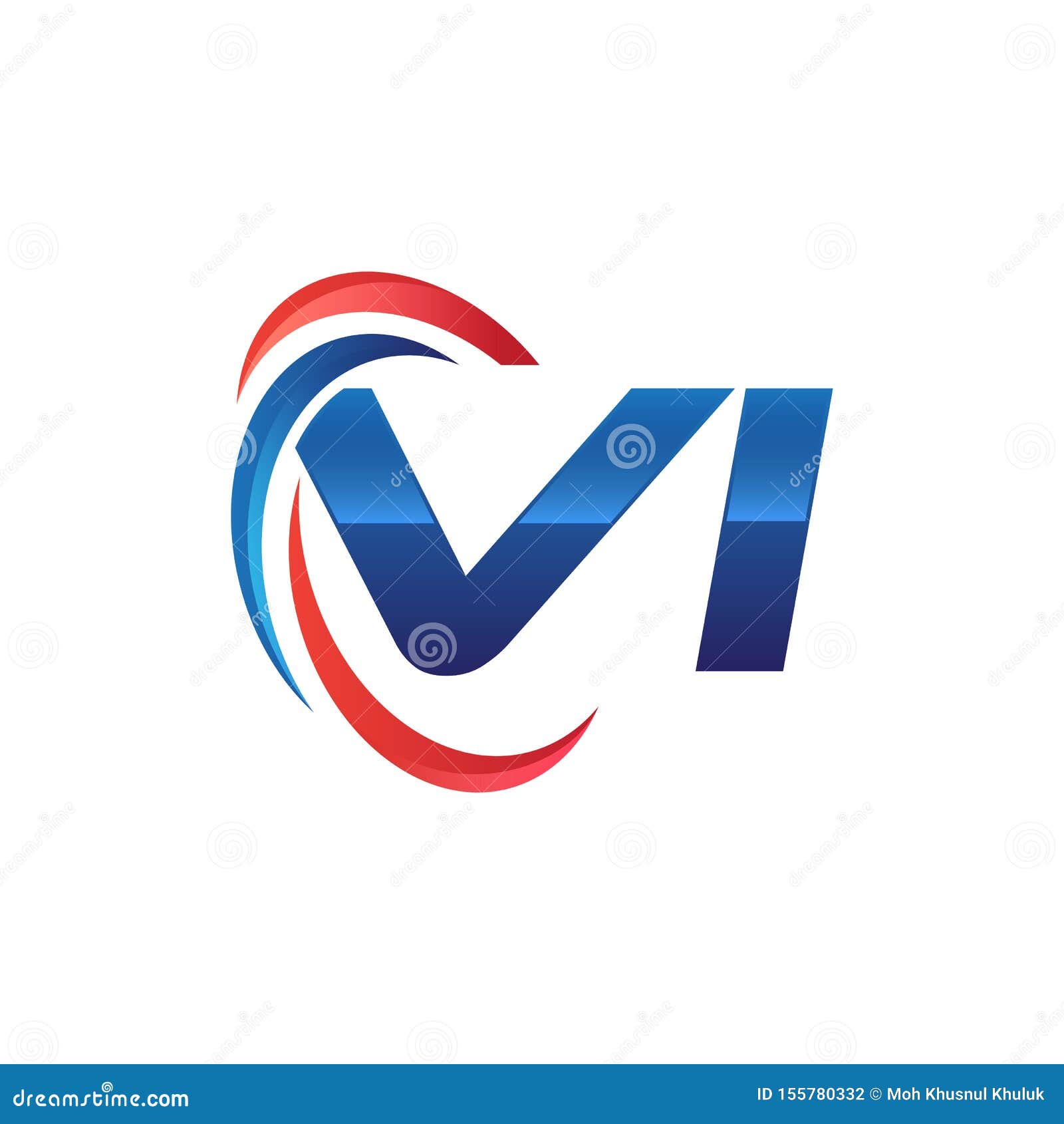 Initial Letter VI Logo Swoosh Red and Blue Stock Vector - Illustration ...