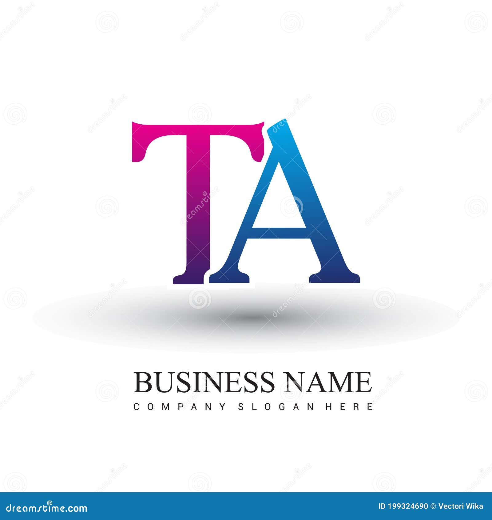 Initial Letter Logo TA Colored Red and Blue, Vector Logo Design ...