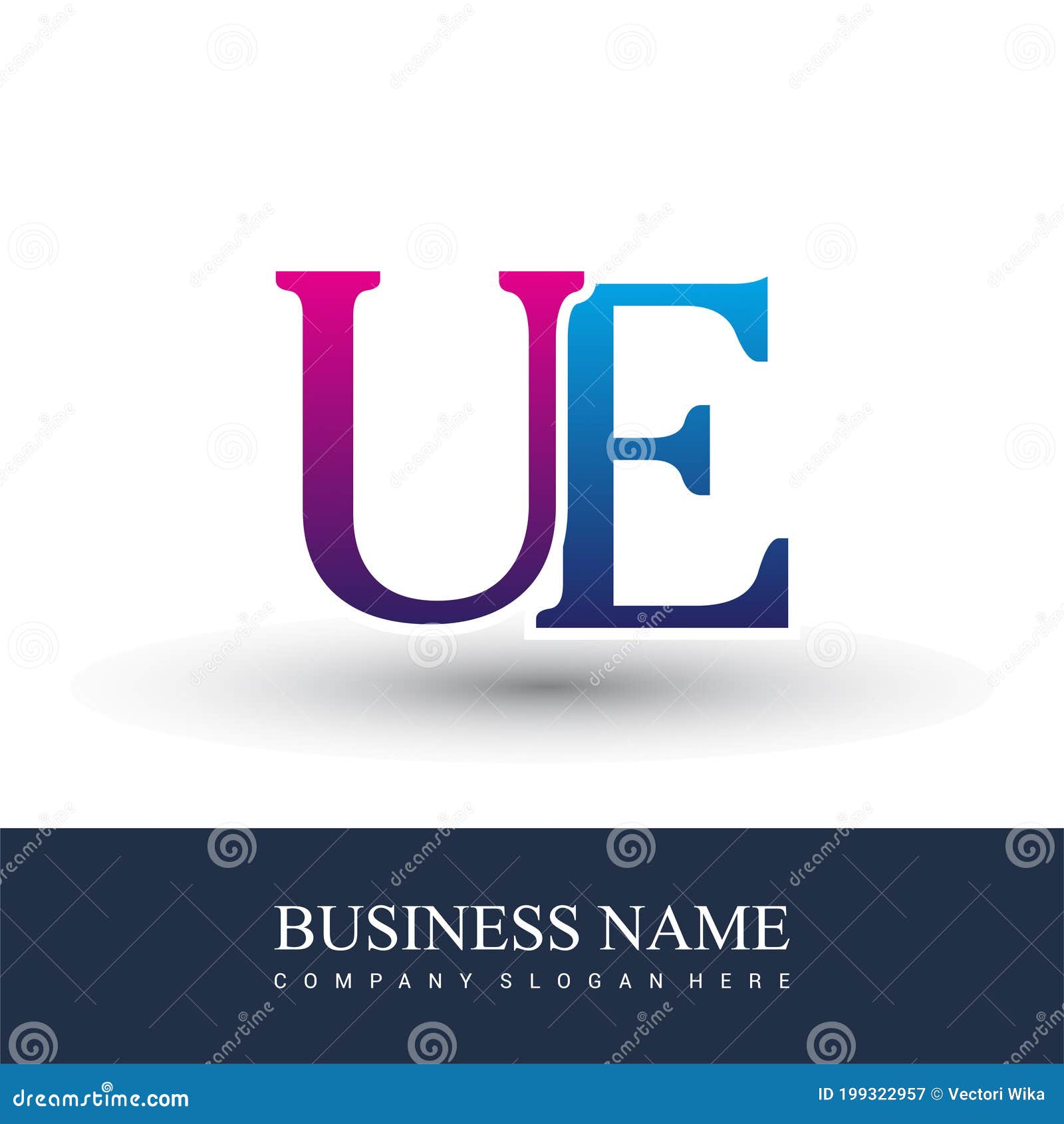 Initial Letter Logo UE Colored Red and Blue, Vector Logo Design ...