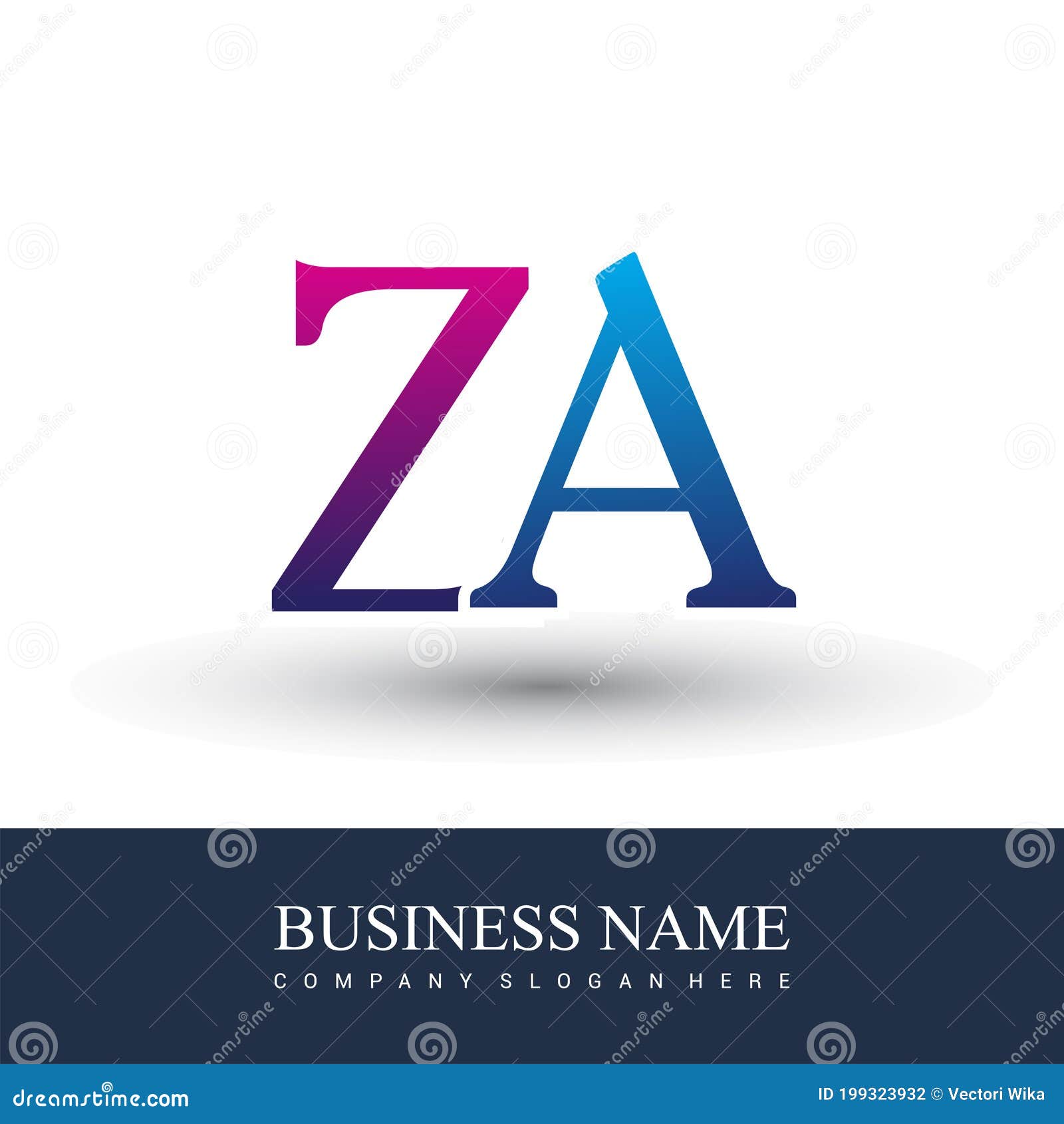 Initial Letter Logo ZA Colored Red and Blue, Vector Logo Design ...