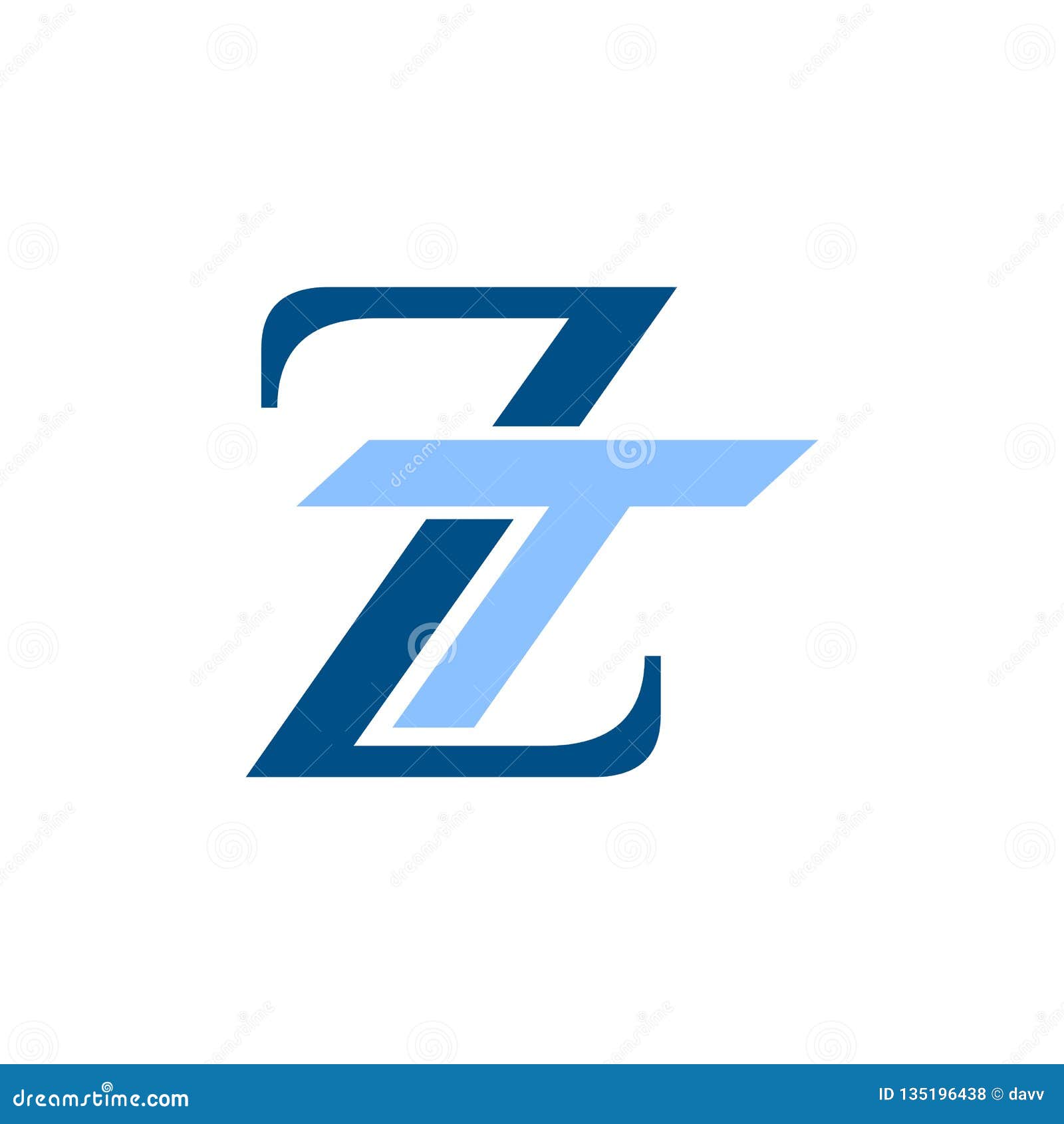 Initial Letter Logo Zt, Tz, Lowercase White Black Background - Vector ...