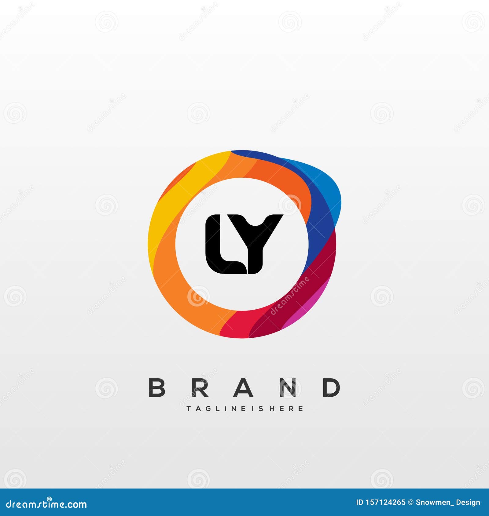 Initial Letter LY Logo with Colorful Circle Background, Letter ...