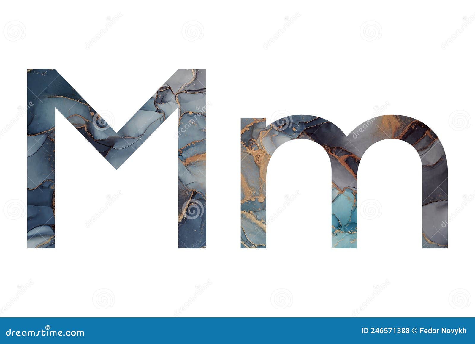 Initial Letter M with Abstract Hand-painted Alcohol Ink Texture Stock ...