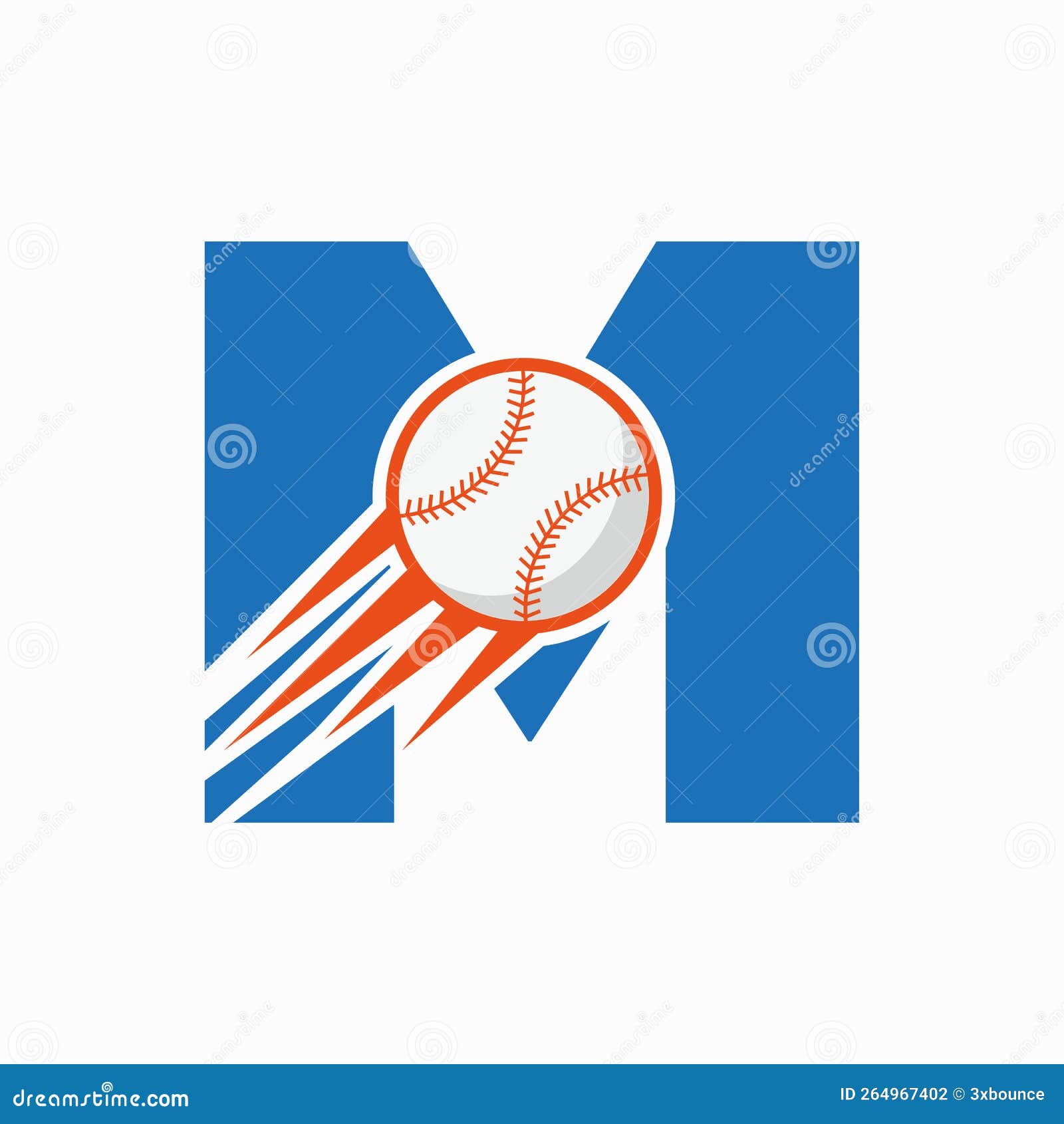 Initial Letter M Baseball Logo Concept with Moving Baseball Icon Vector ...
