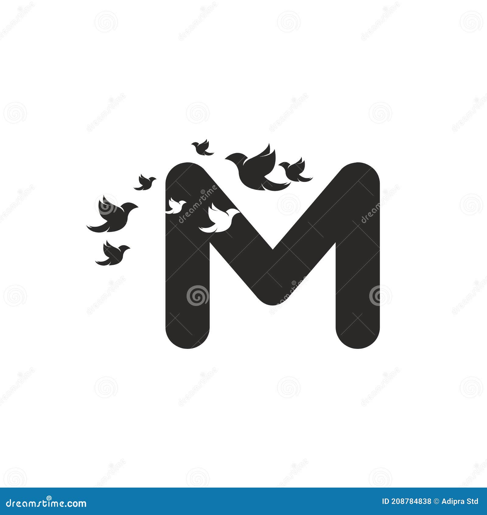 Initial Letter M with Birds Shape Vector Logo Stock Vector ...