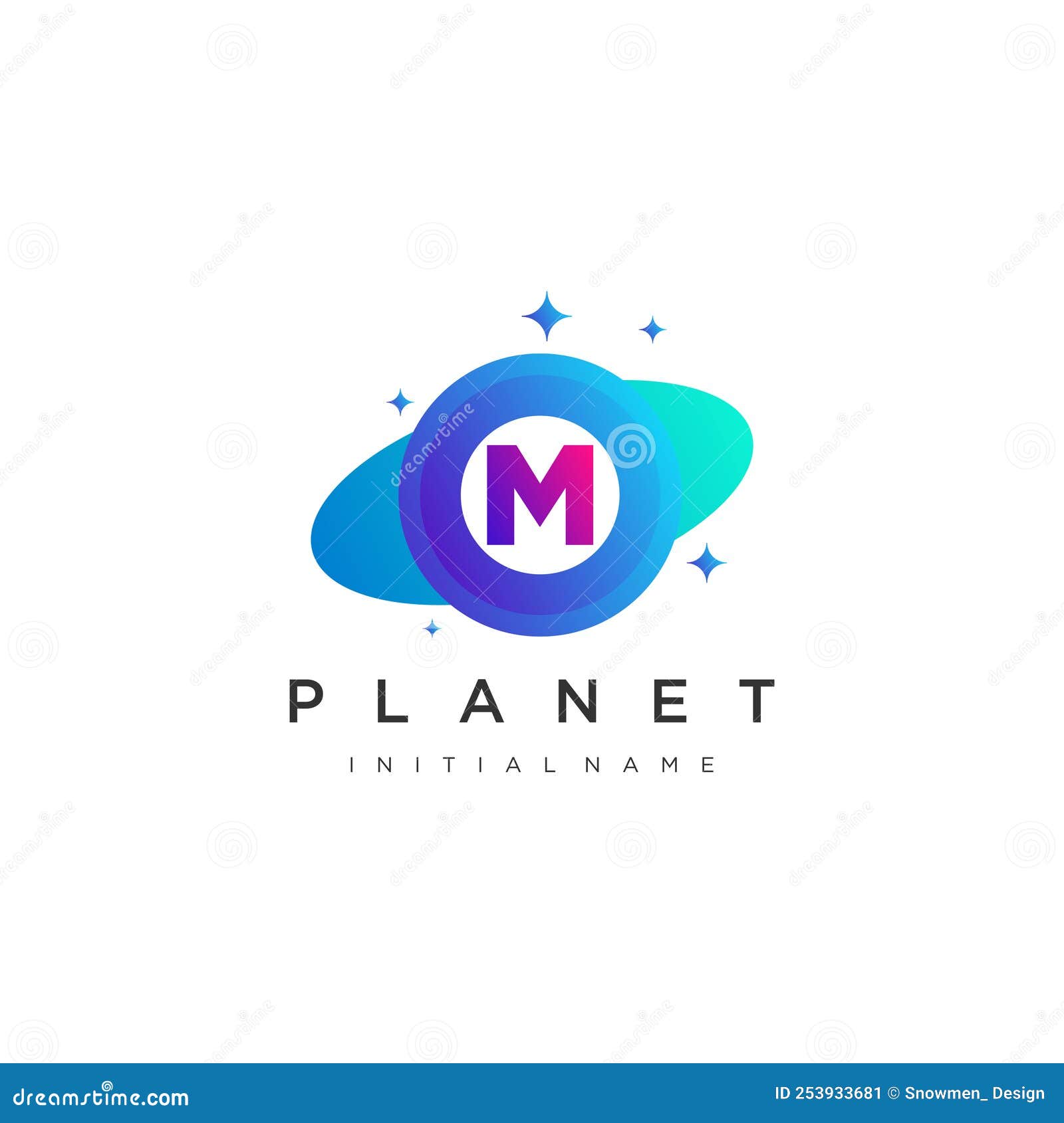 Initial Letter M Circle with Orbit for Planet Stock Vector ...