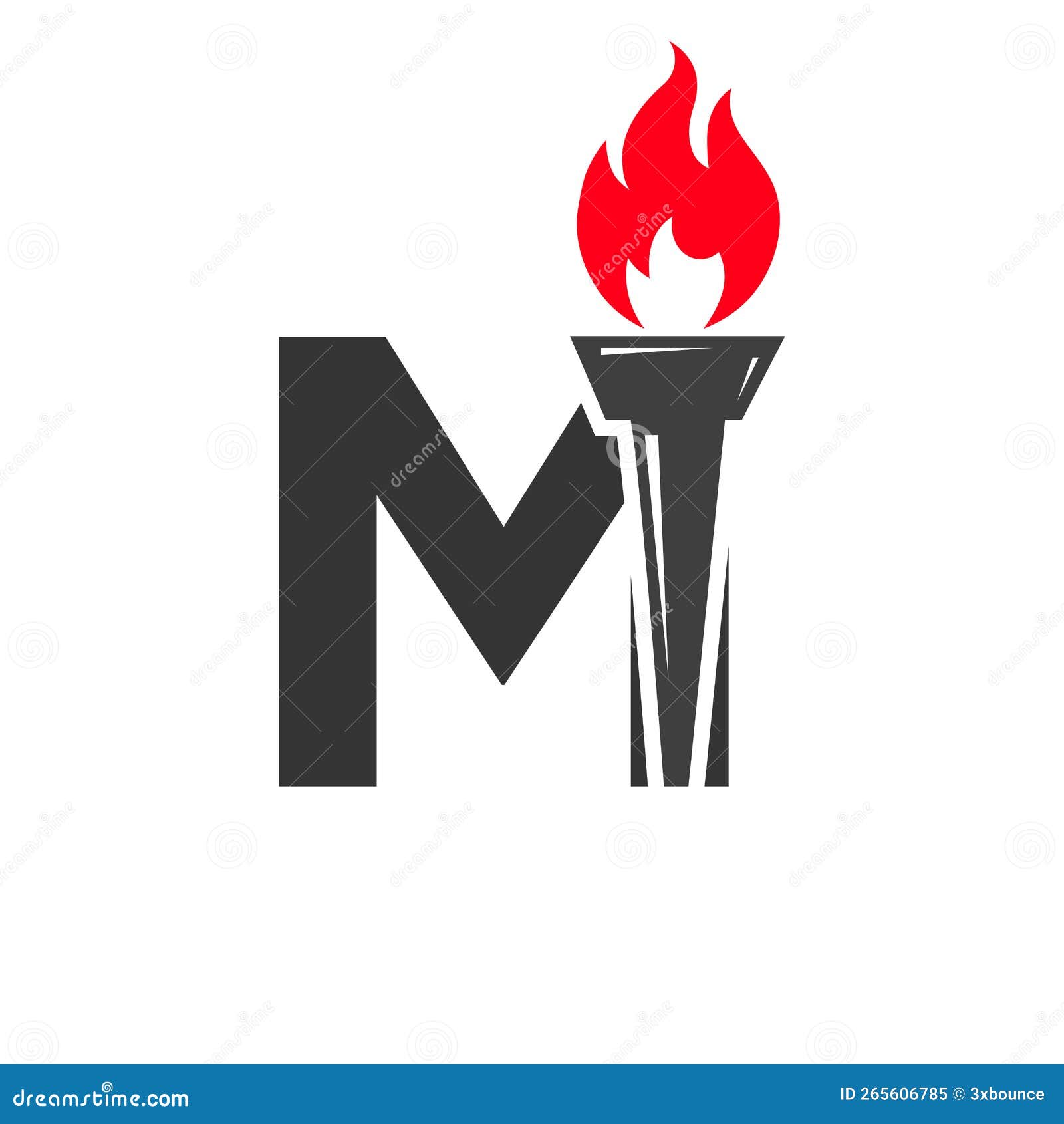Initial Letter M Fire Torch Concept with Fire and Torch Icon Vector ...