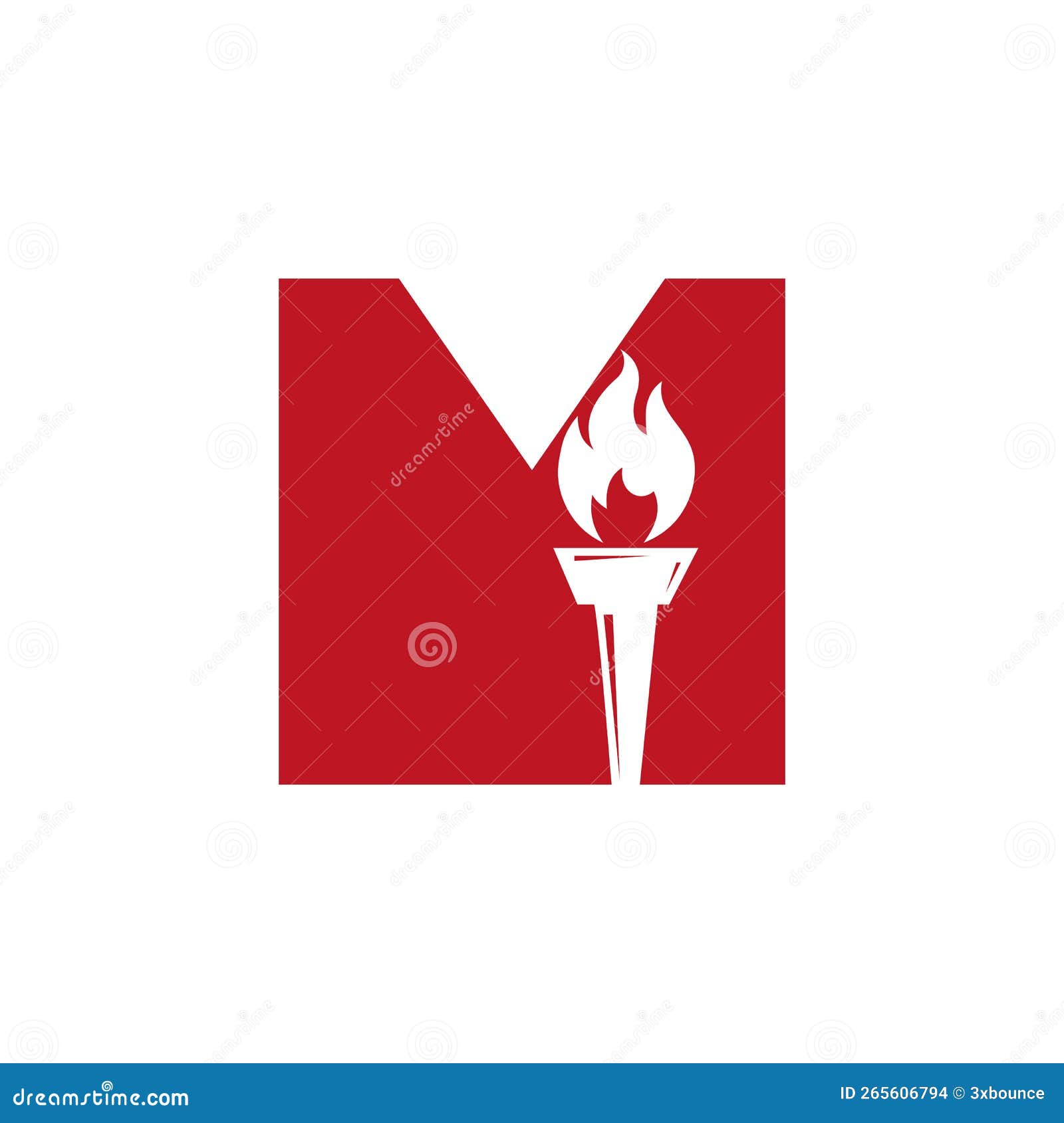 Initial Letter M Fire Torch Concept with Fire and Torch Icon Vector ...