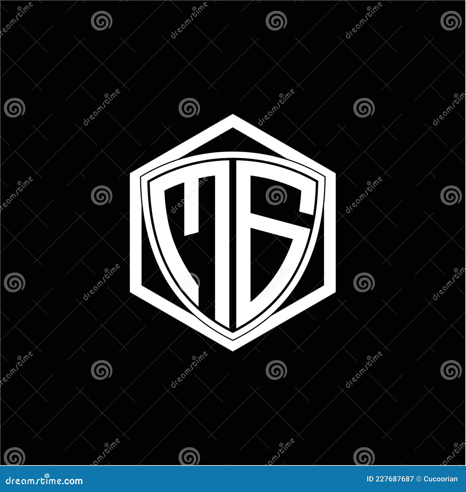 Initial Letter M G Shield with Hexagon Frame Stock Illustration ...