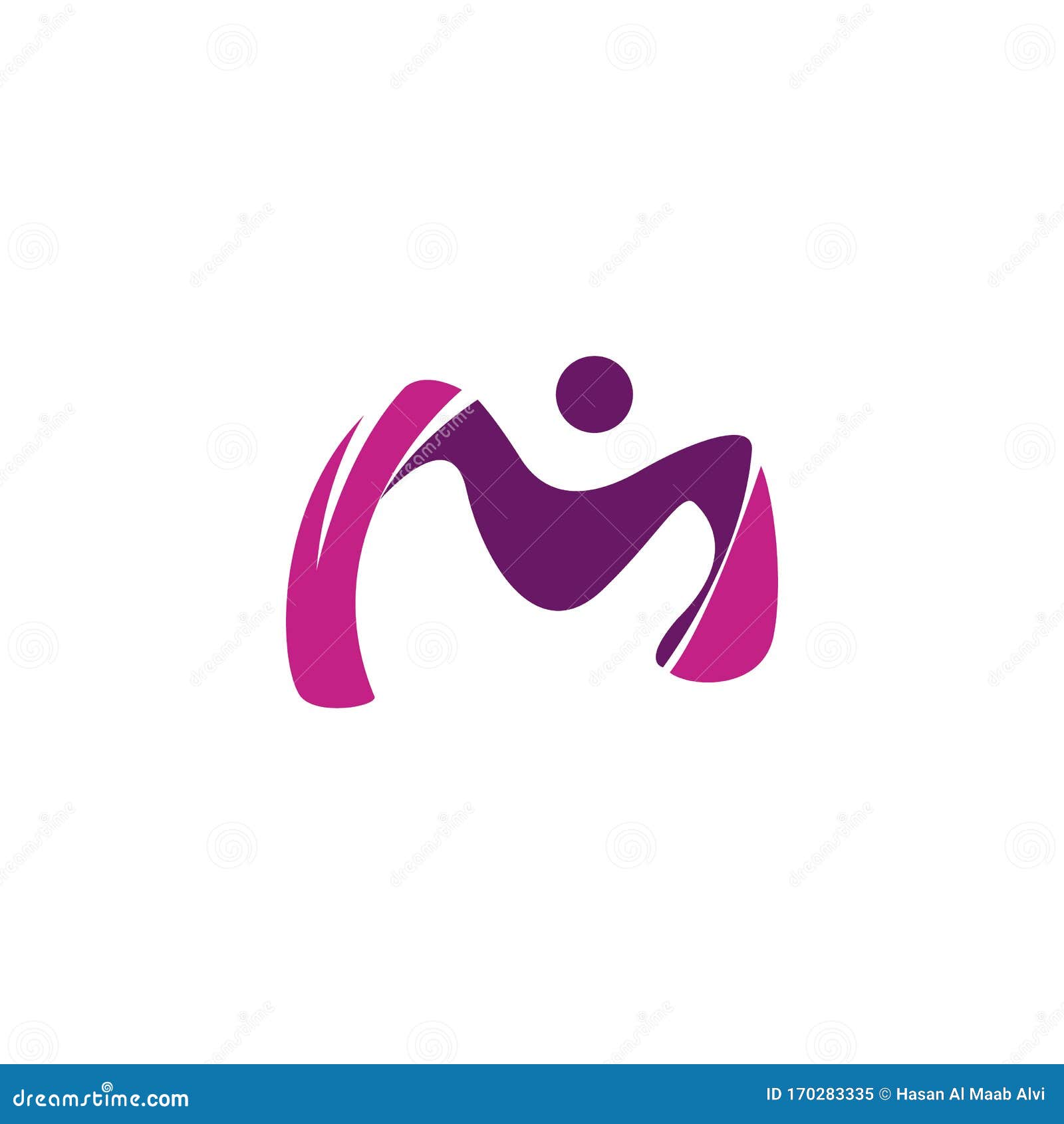 Letter M with Man Vector Logo Design. Stock Vector - Illustration of ...