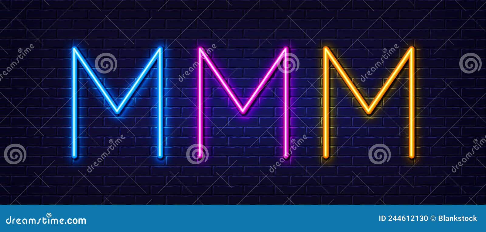 Initial Letter M Icon. Line Typography Character Sign. Neon Light Line ...