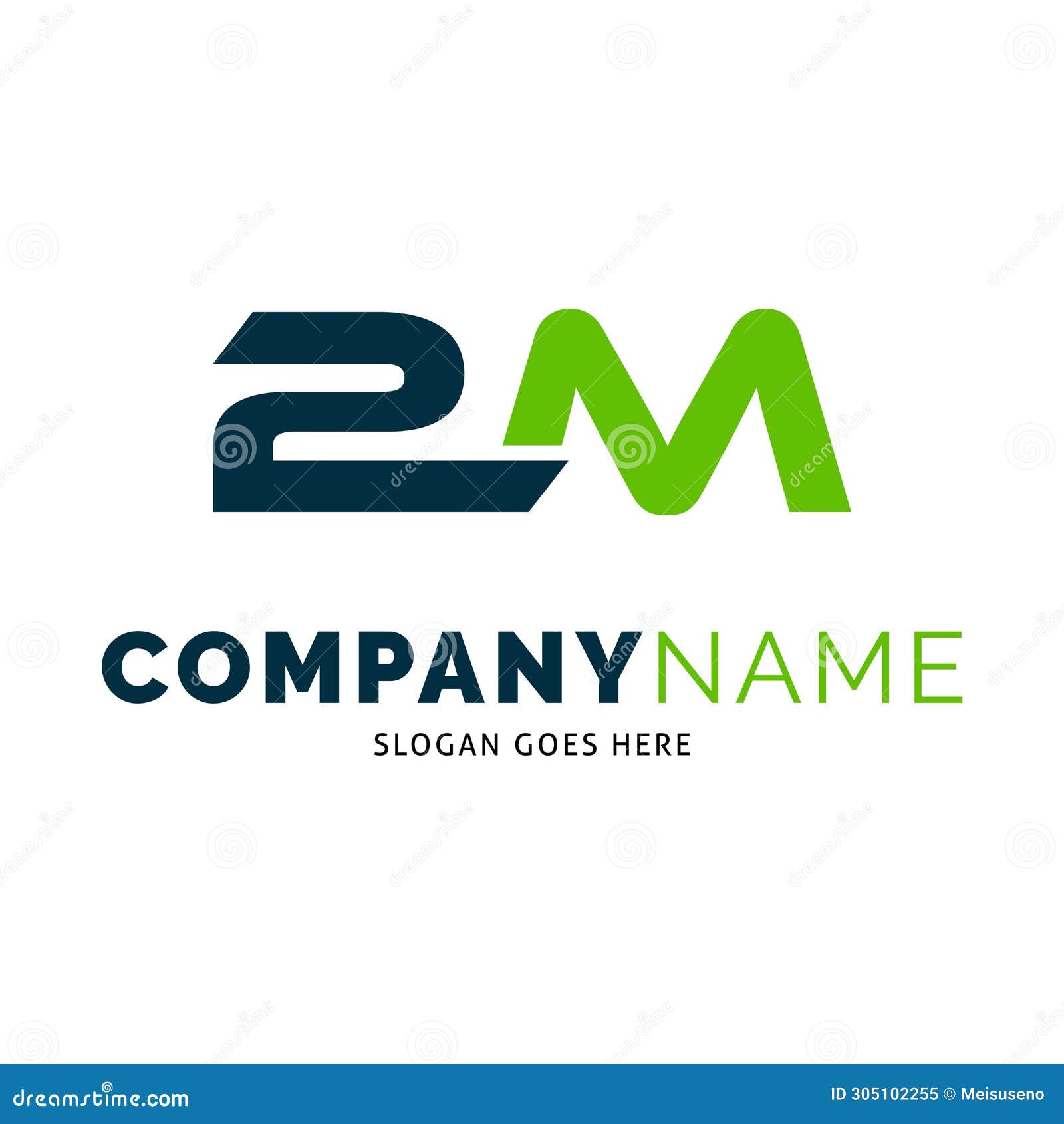 Initial Letter 2M Icon Vector Logo Template Illustration Design Stock ...