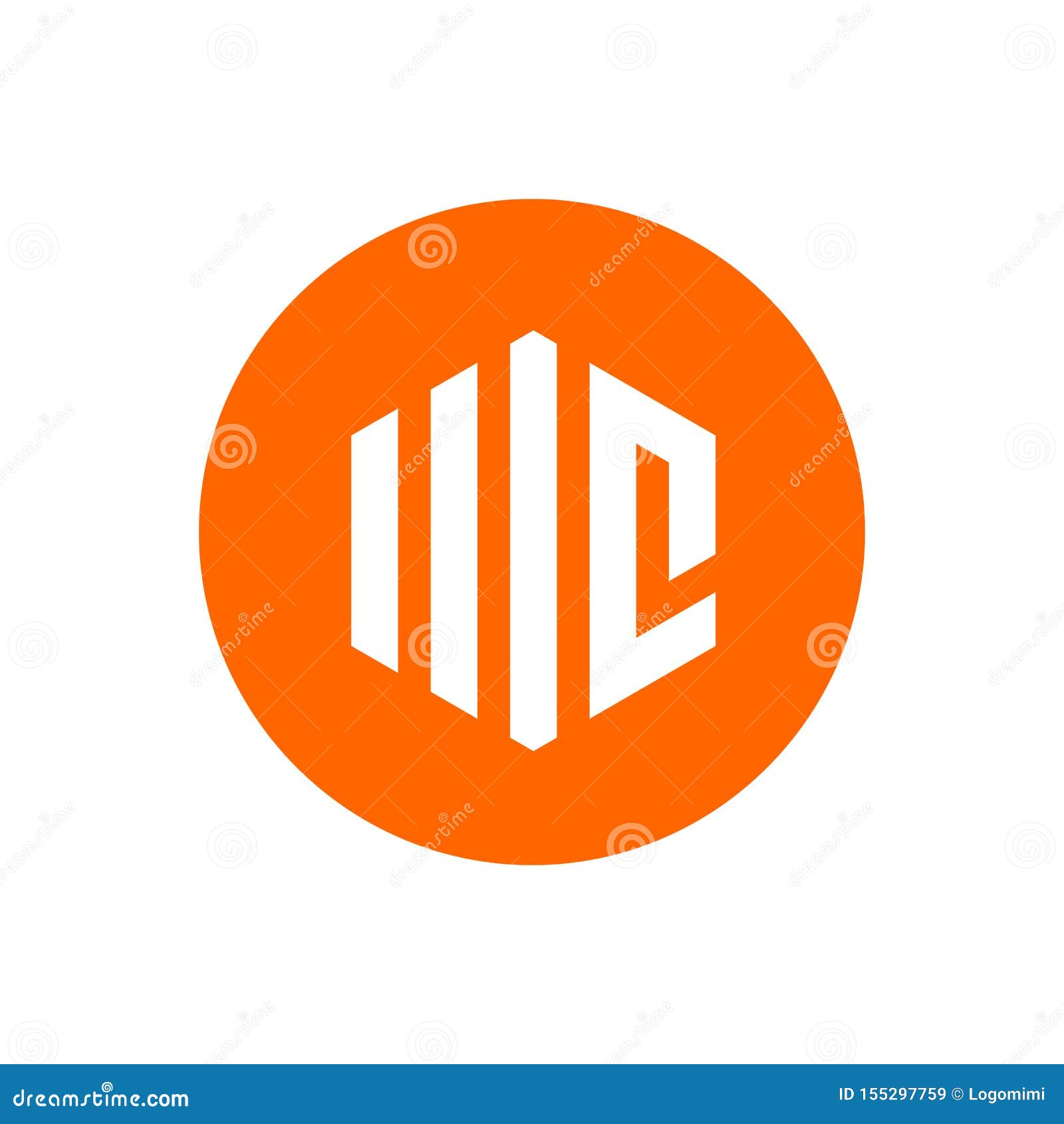 Initial Letter MC Logo Icon, Hexagon and Circle Shape Design, Orange ...