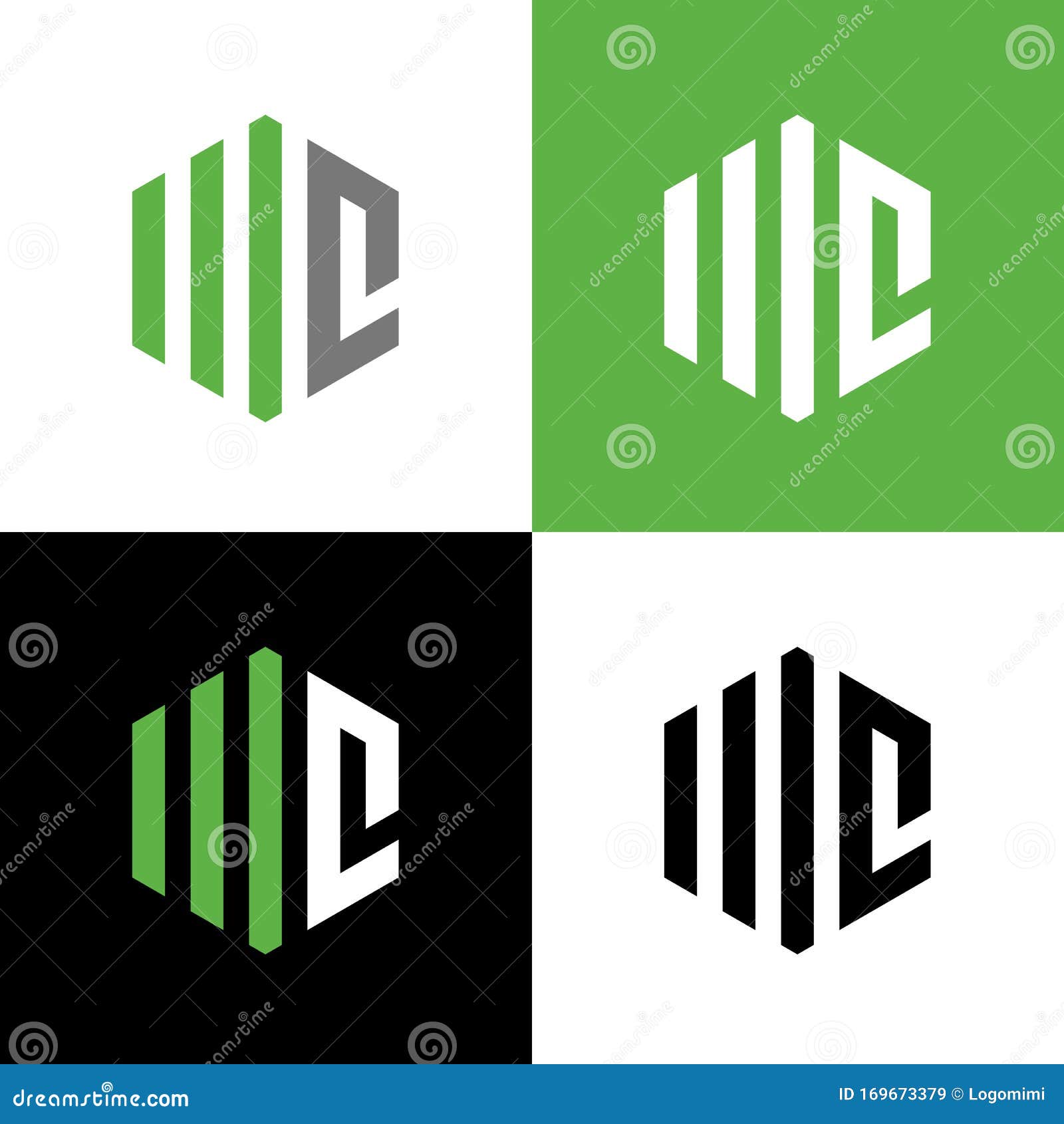 Initial Letter MC or WC Logo Design Template Elements, Hexagon Shape ...