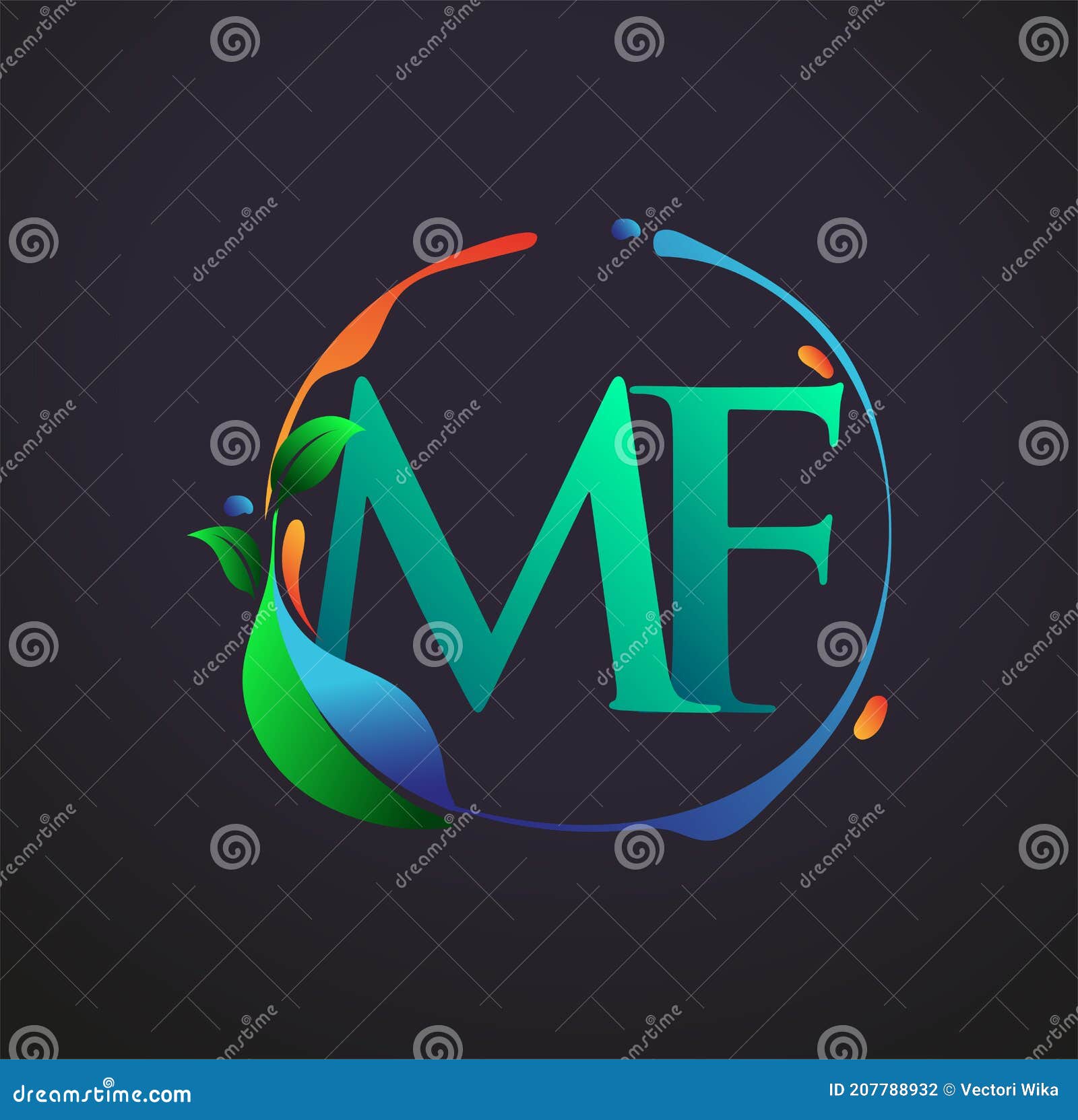 Initial Letter MF with Nature Elements Logo, Colorful Nature and ...