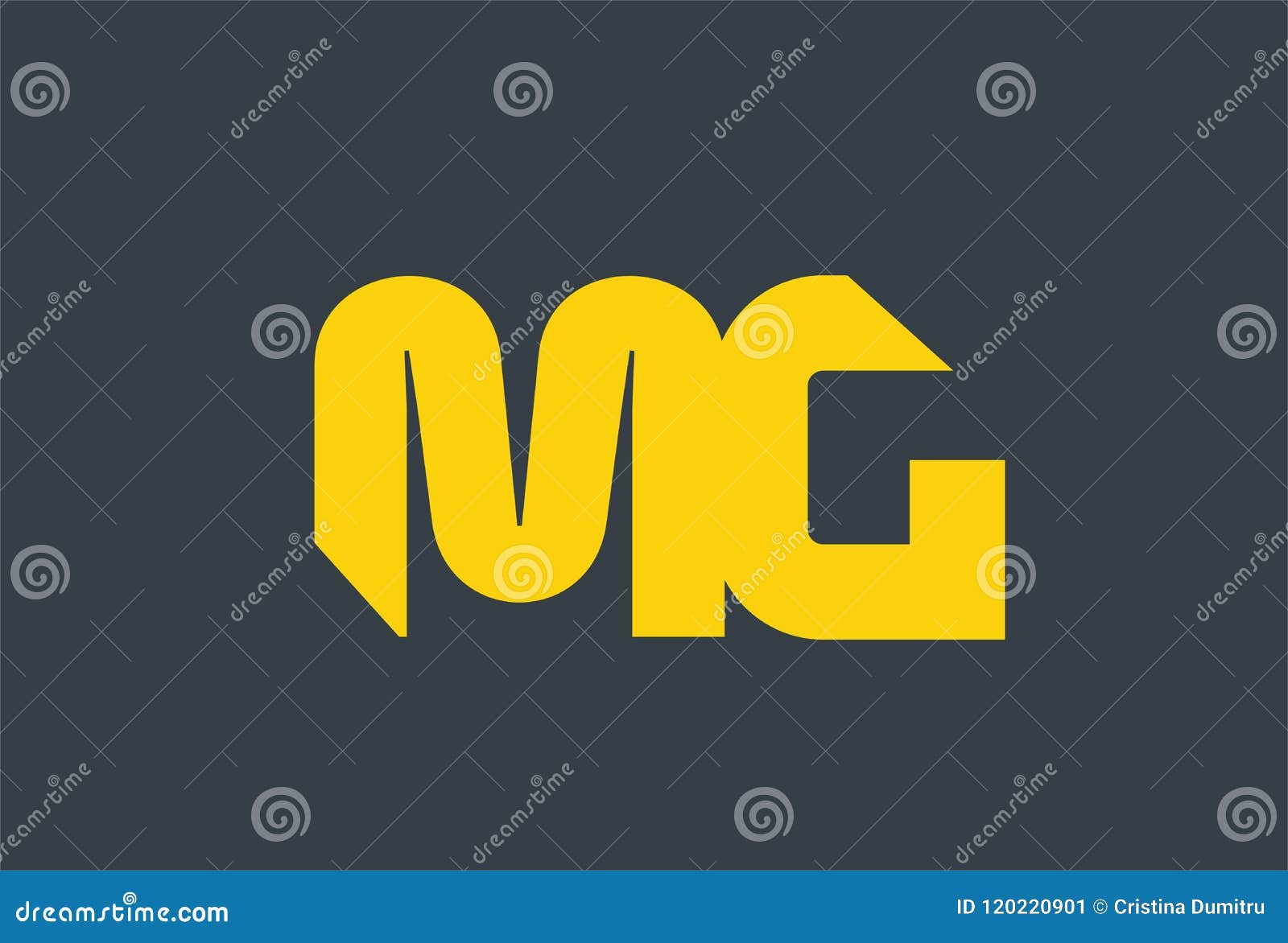 Initial Letter MG Yellow Logo Design Cartoon Vector | CartoonDealer.com ...