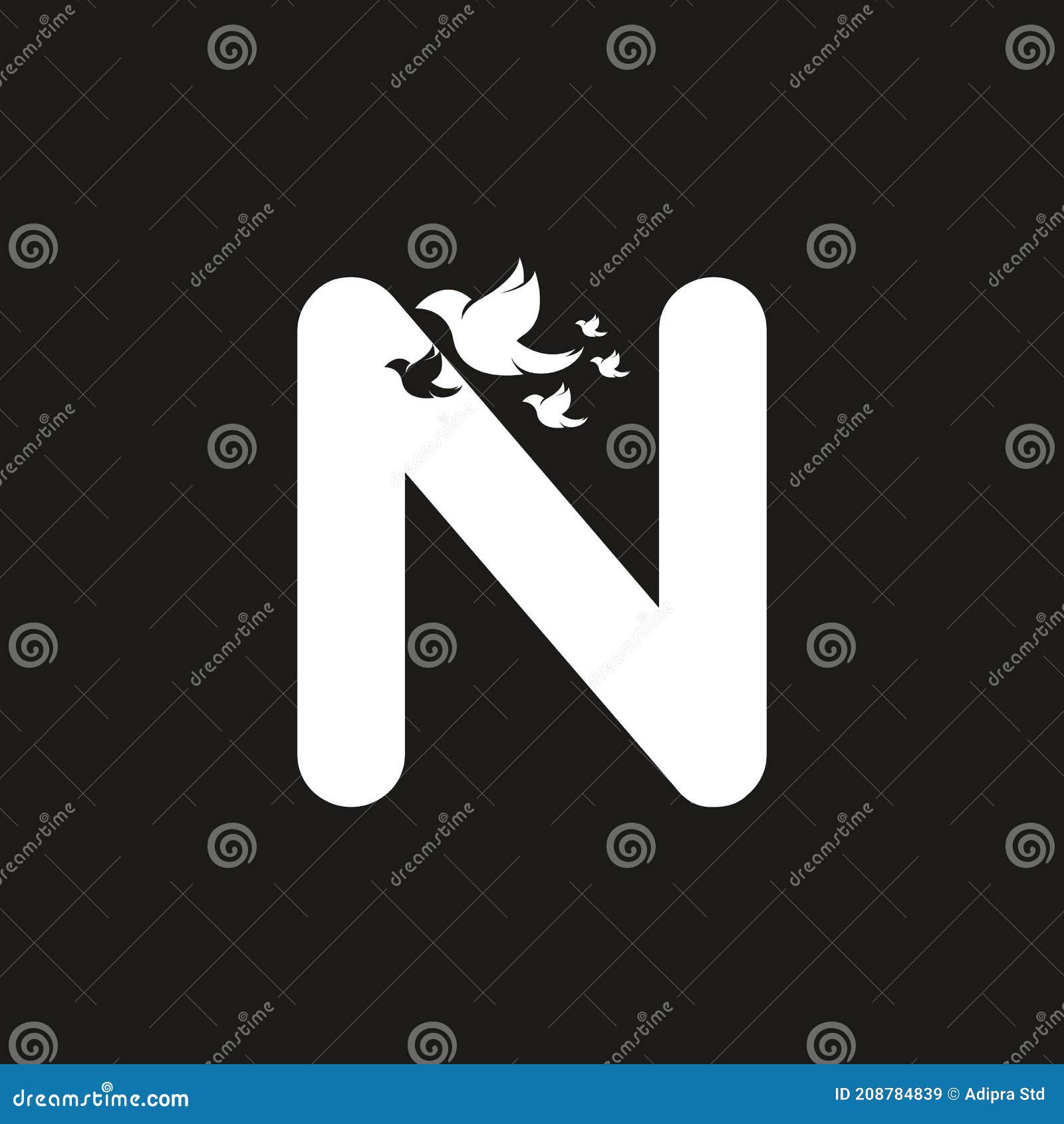 Initial Letter N with Birds Shape Inside Vector Logo Stock Vector ...
