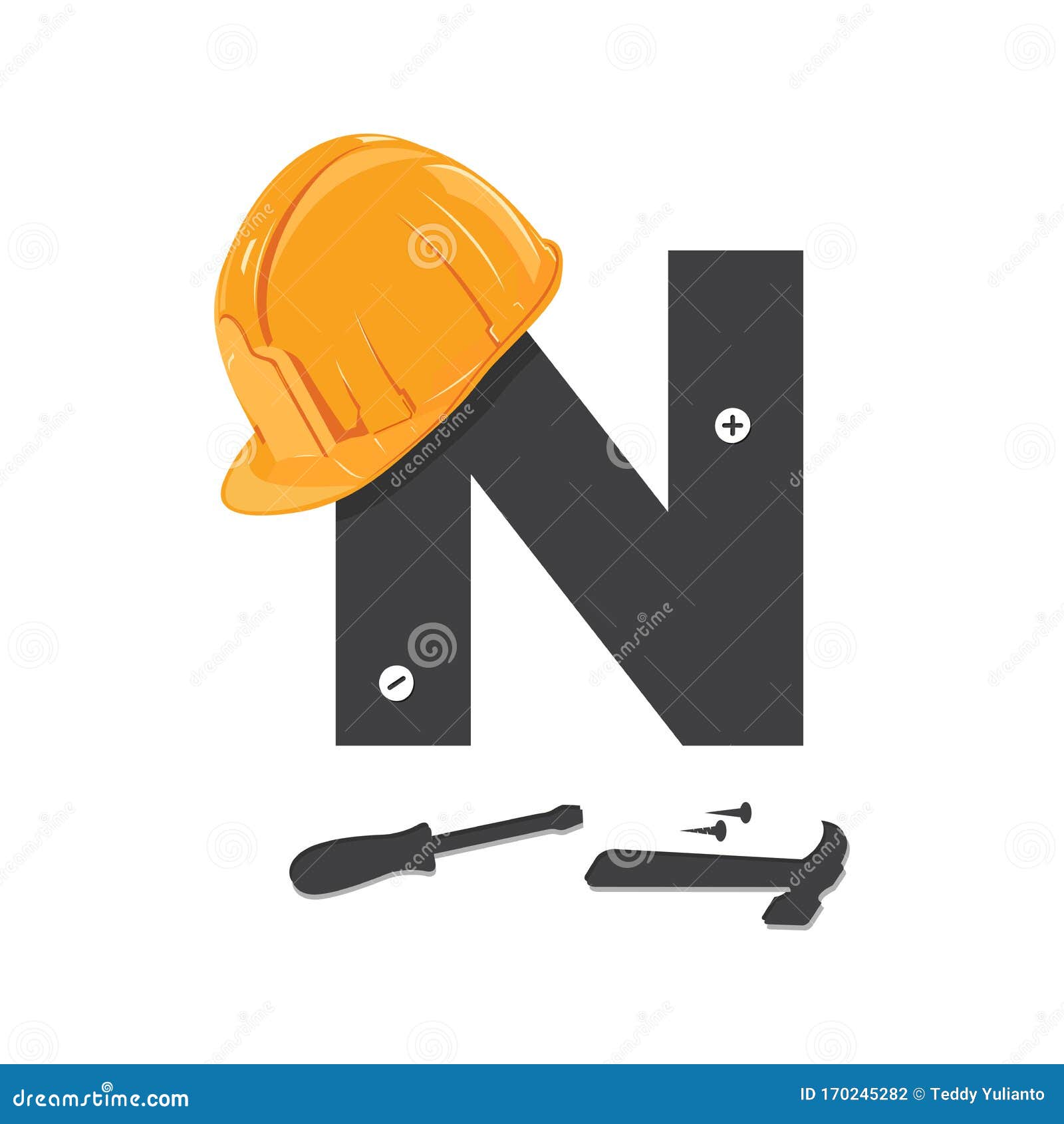 Initial Letter N Construction Logo Stock Vector - Illustration of glyph ...