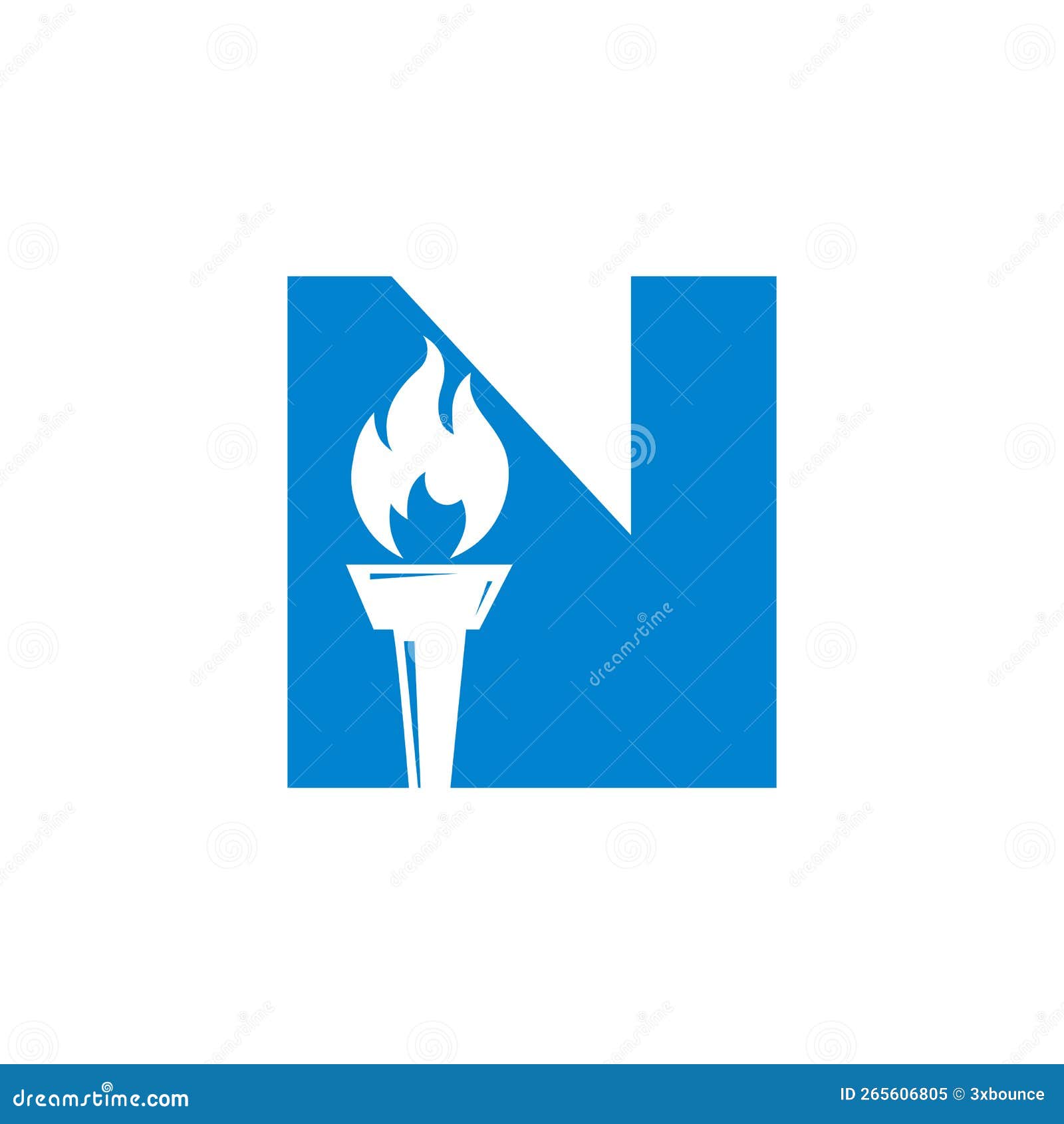 Initial Letter N Fire Torch Concept with Fire and Torch Icon Vector ...