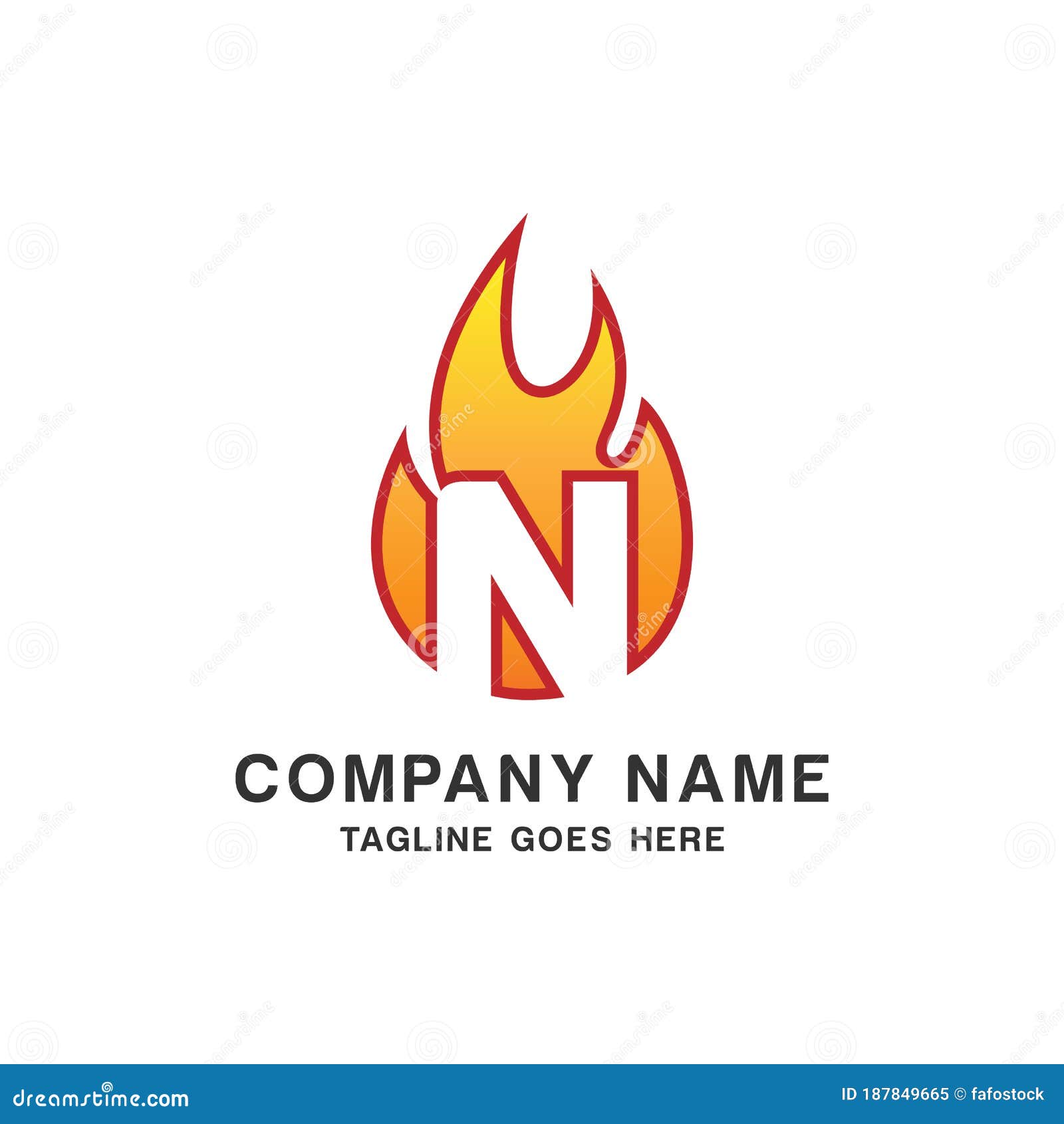 Initial Letter N with Flame Fire Logo Design Template Stock Vector ...