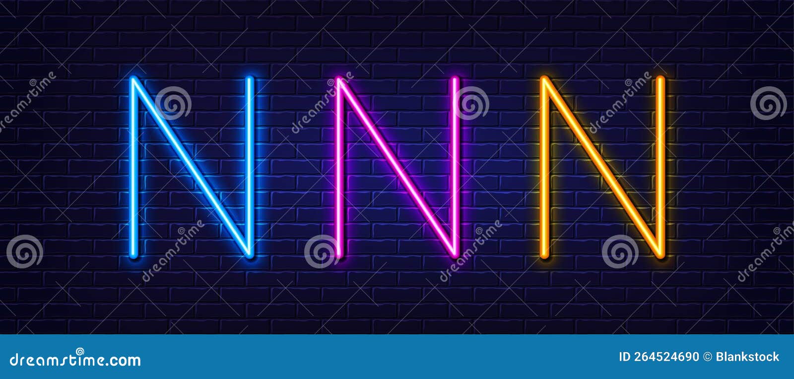 Initial Letter N Icon. Line Typography Character Sign. Neon Light Line ...