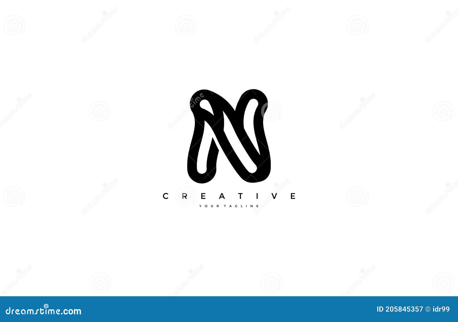 Initial Letter N Linear Outline Logogram Stock Illustration ...