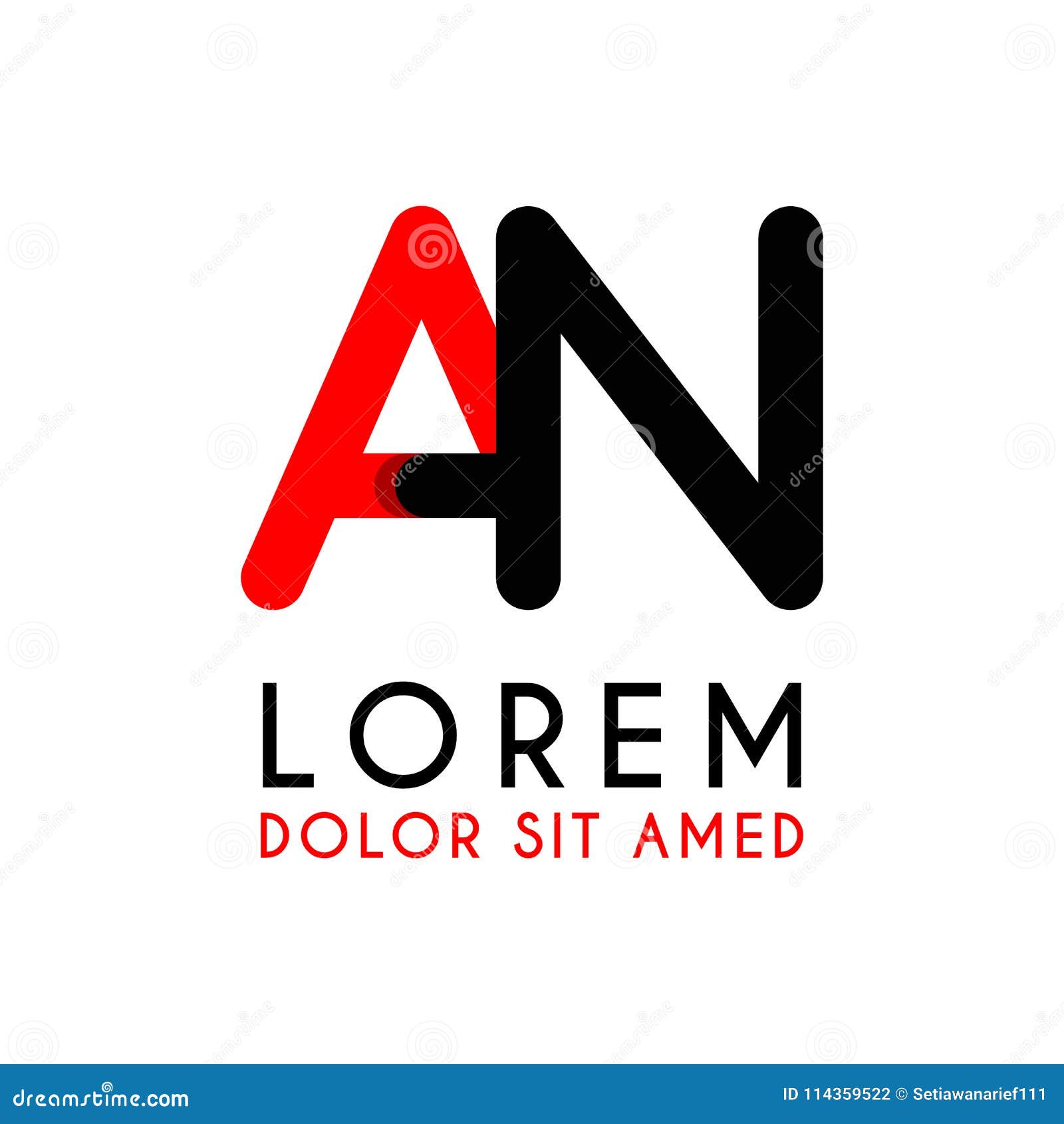 Initial Letter NA with Red Black and Has Rounded Corners Stock Vector ...