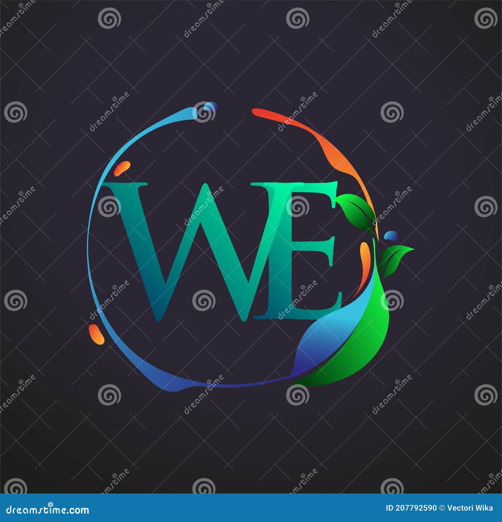 Initial Letter we with Nature Elements Logo, Colorful Nature and ...