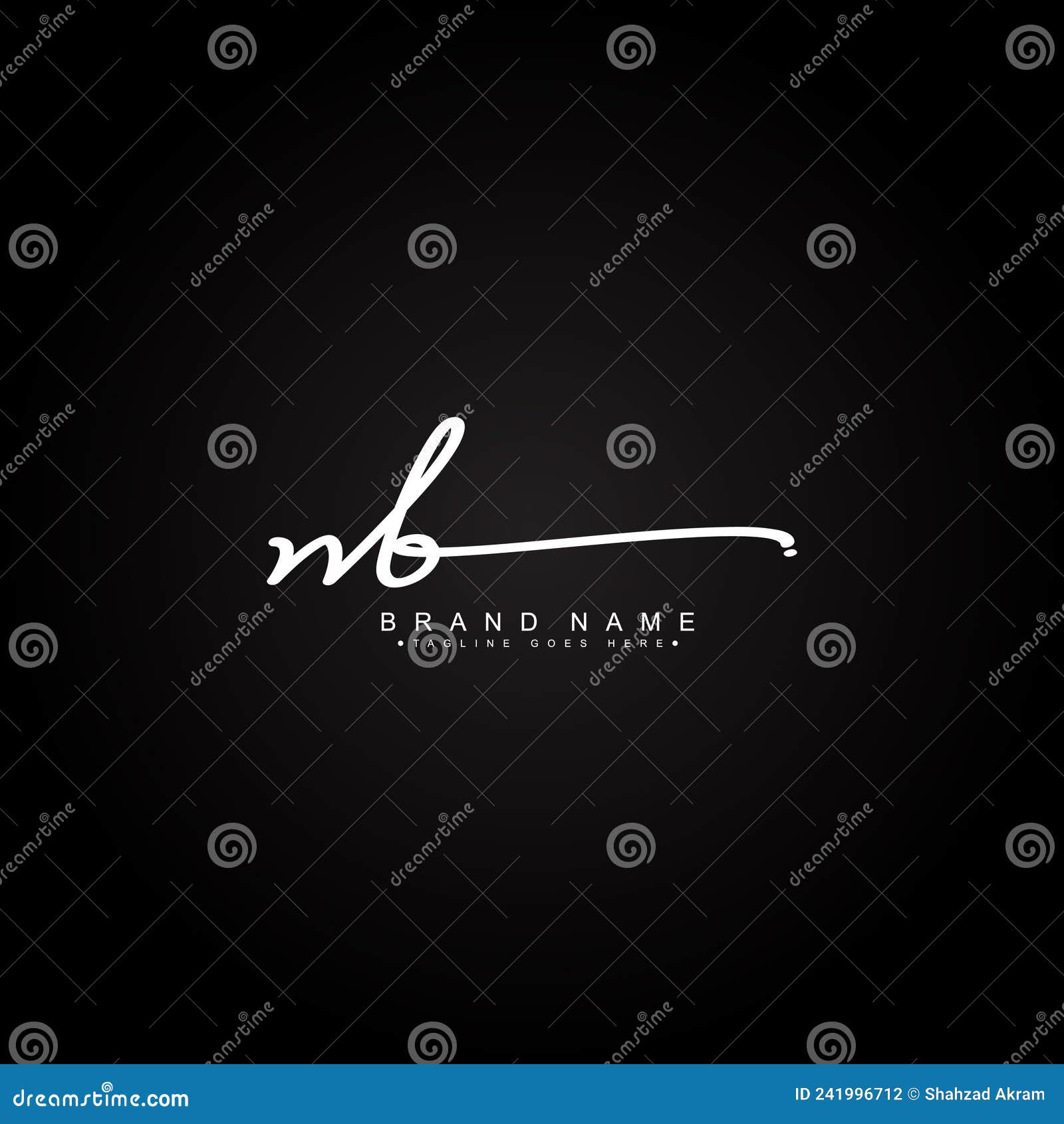 Initial Letter NB Logo - Handwritten Signature Style Logo Stock Vector ...